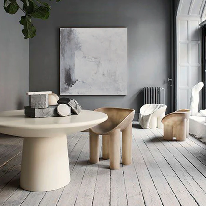 Grey And White Abstract Painting Large Grey Art Grey And White Abstract ...