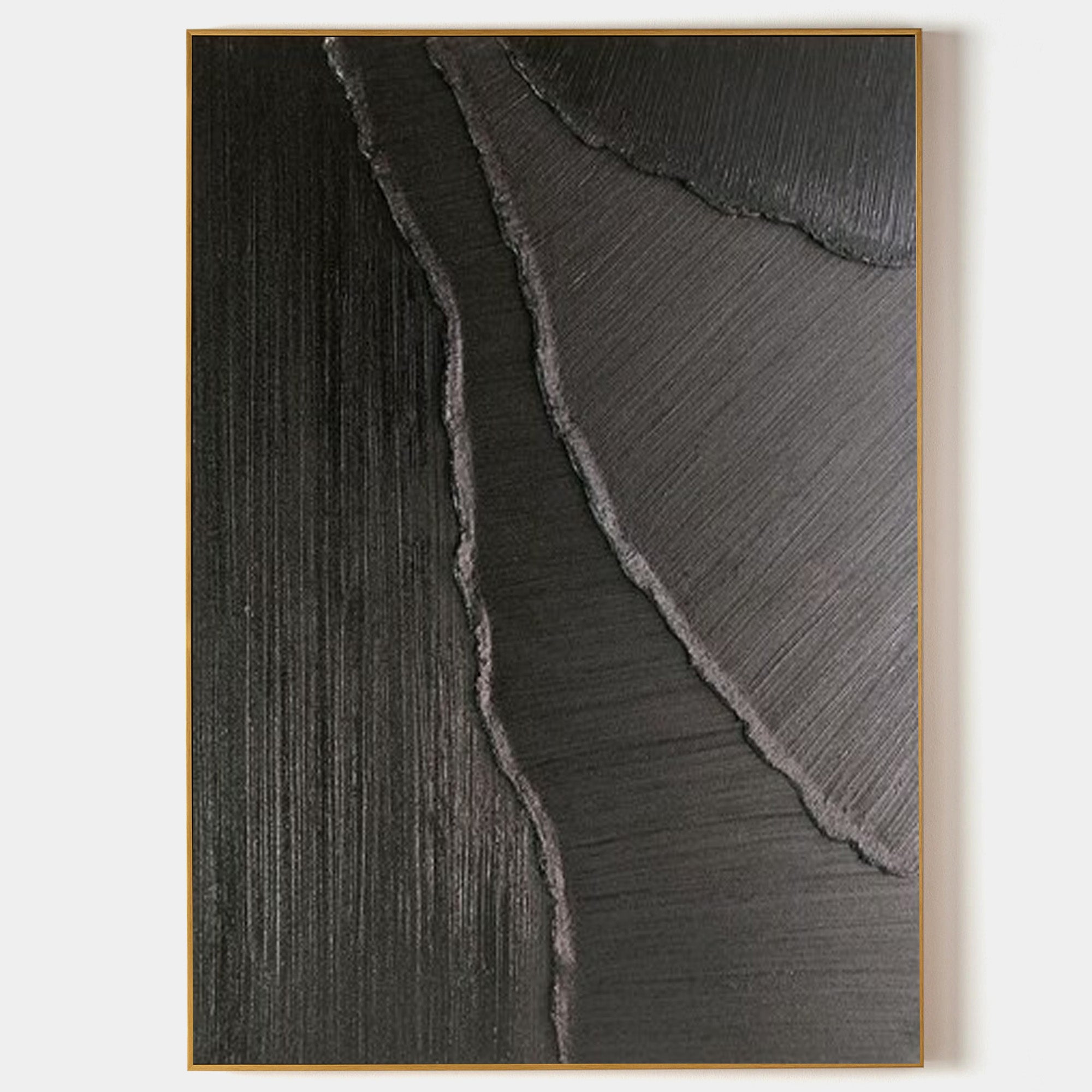 Large Black Abstract Painting Black Minimalist wall Painting Black 3D ...