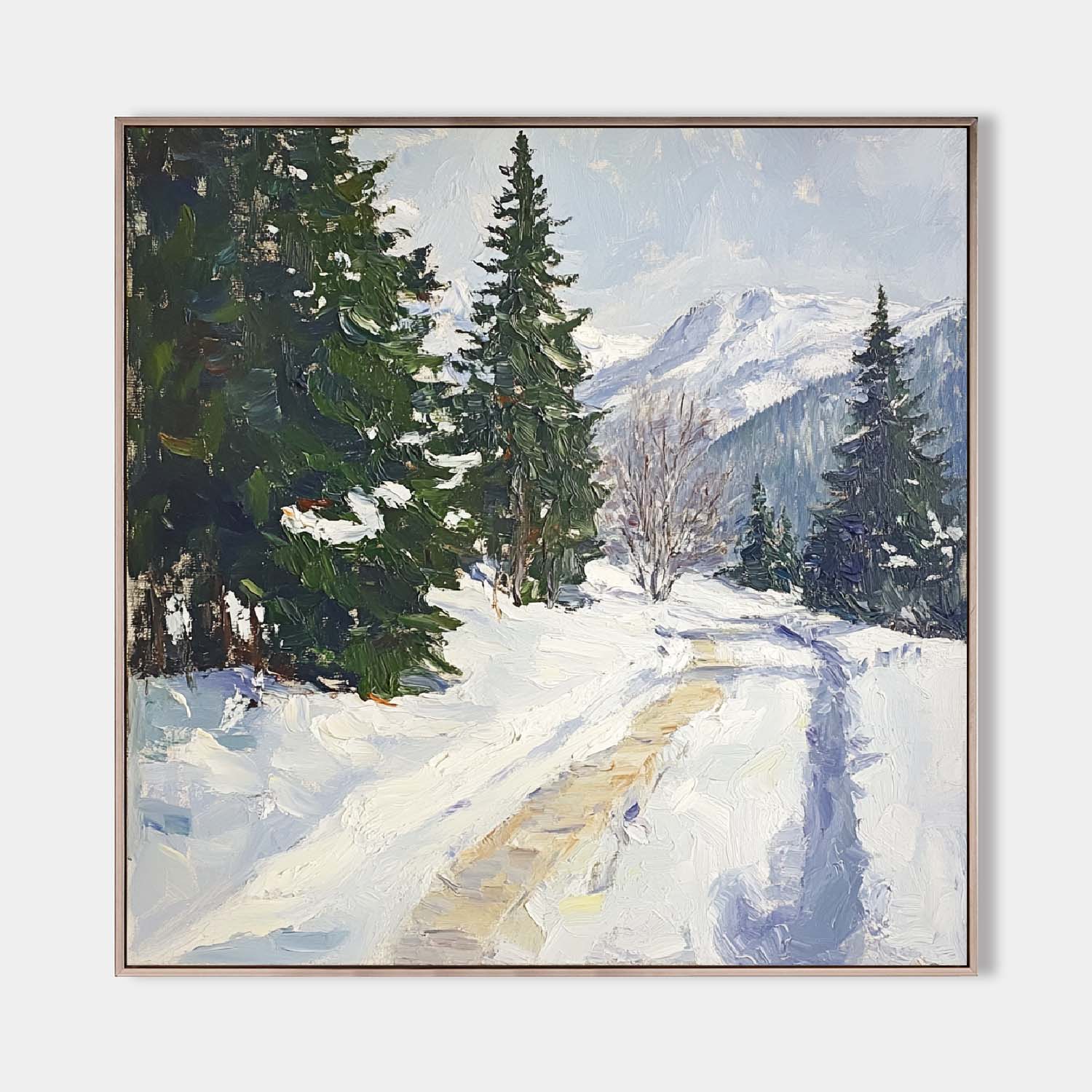 Modern Winter Snow Wall Art Large texture wall paintings Winter artwork ...