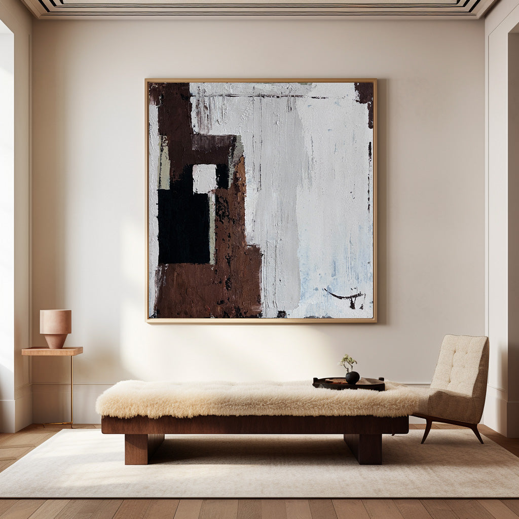 Brown Abstract Wall Art Brown Canvas Art Minimalist Painting Brown and ...