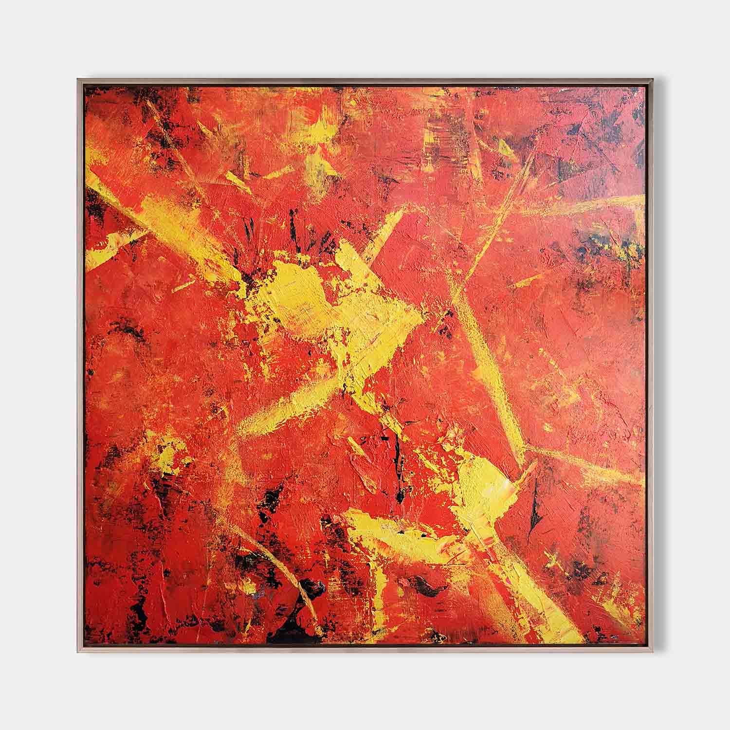 Textured Red Canvas Wall Art Red Square Painting Bold Abstract Art ...