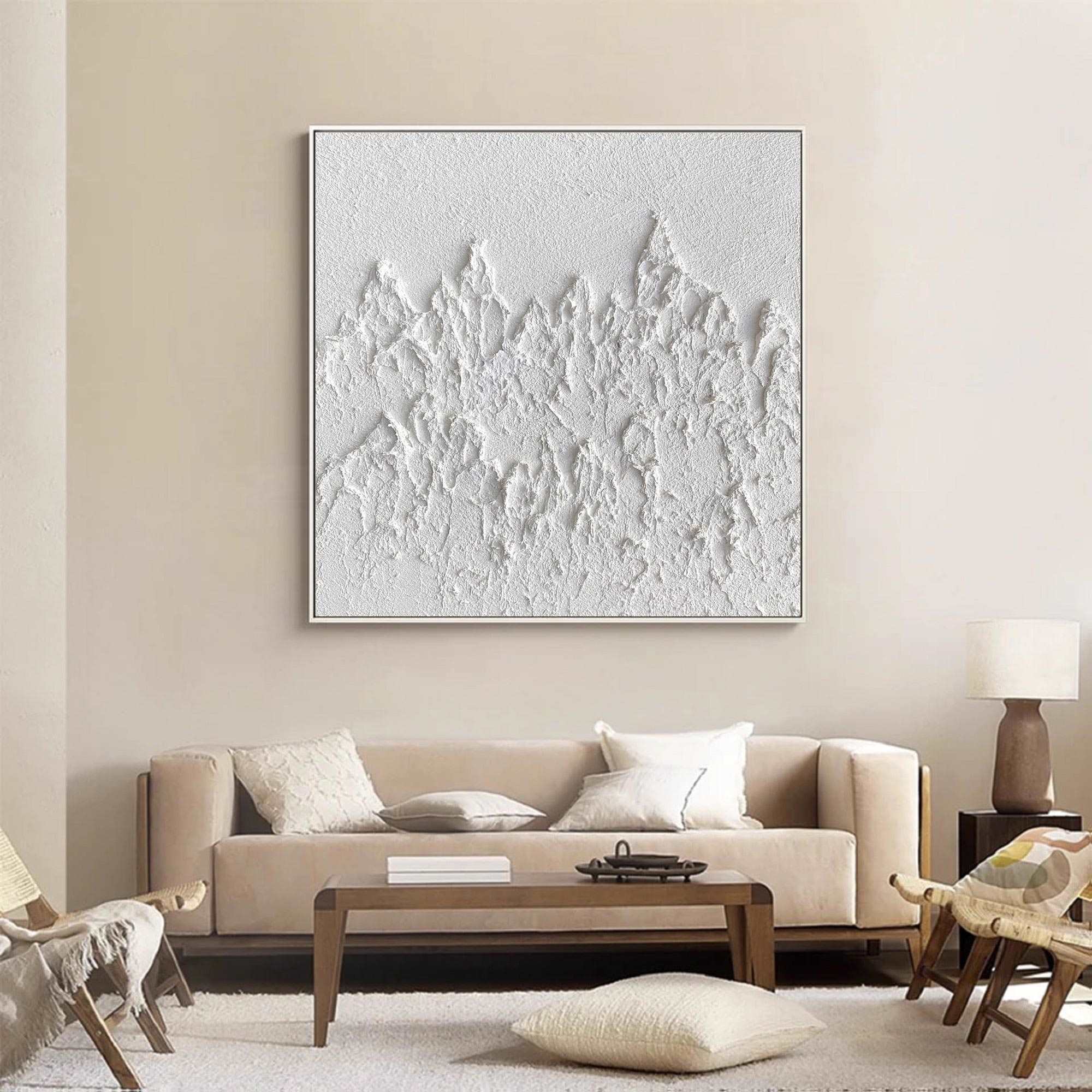 Plaster Canvas Art White Canvas Paitning Textured White Painting ...