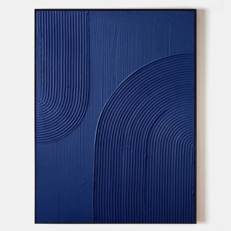 3D Blue Minimalist Wall Art Rich Textured Canvas Art Abstract Navy ...