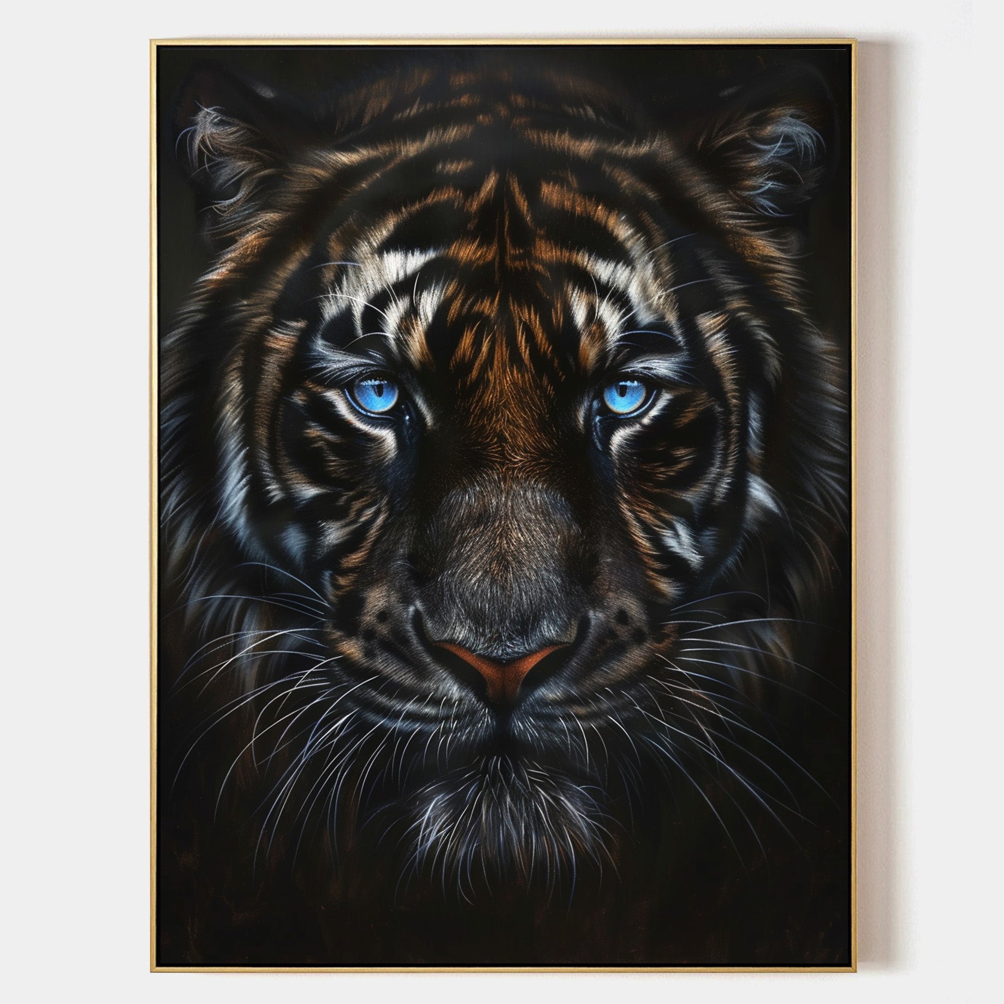 Large Wild Tiger Oil Painting Black Tiger Artwork - Handmade Tiger ...