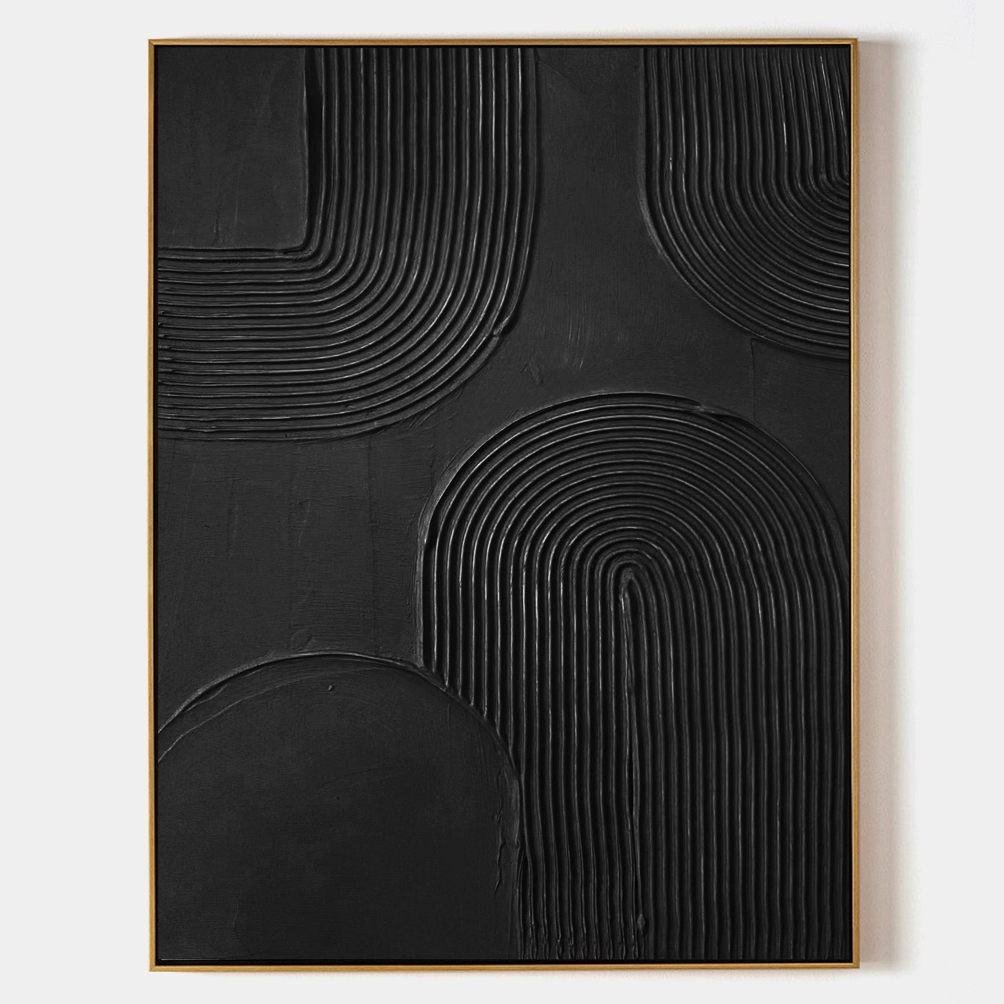 Large Minimalist Dark Style Art Black Painting,Modern Black Living Room ...