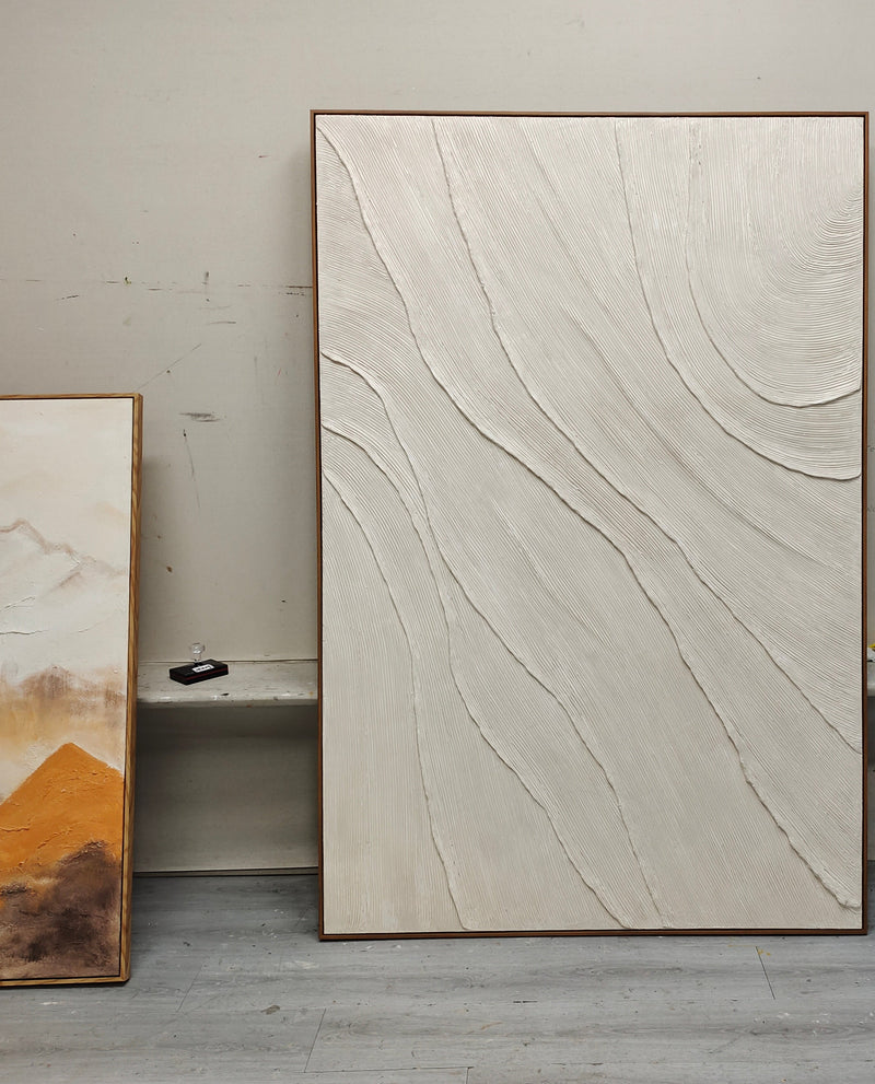 3D White Plaster Wall Art Textured Art White Plaster Wall Art White Abstract Minimalist Painting