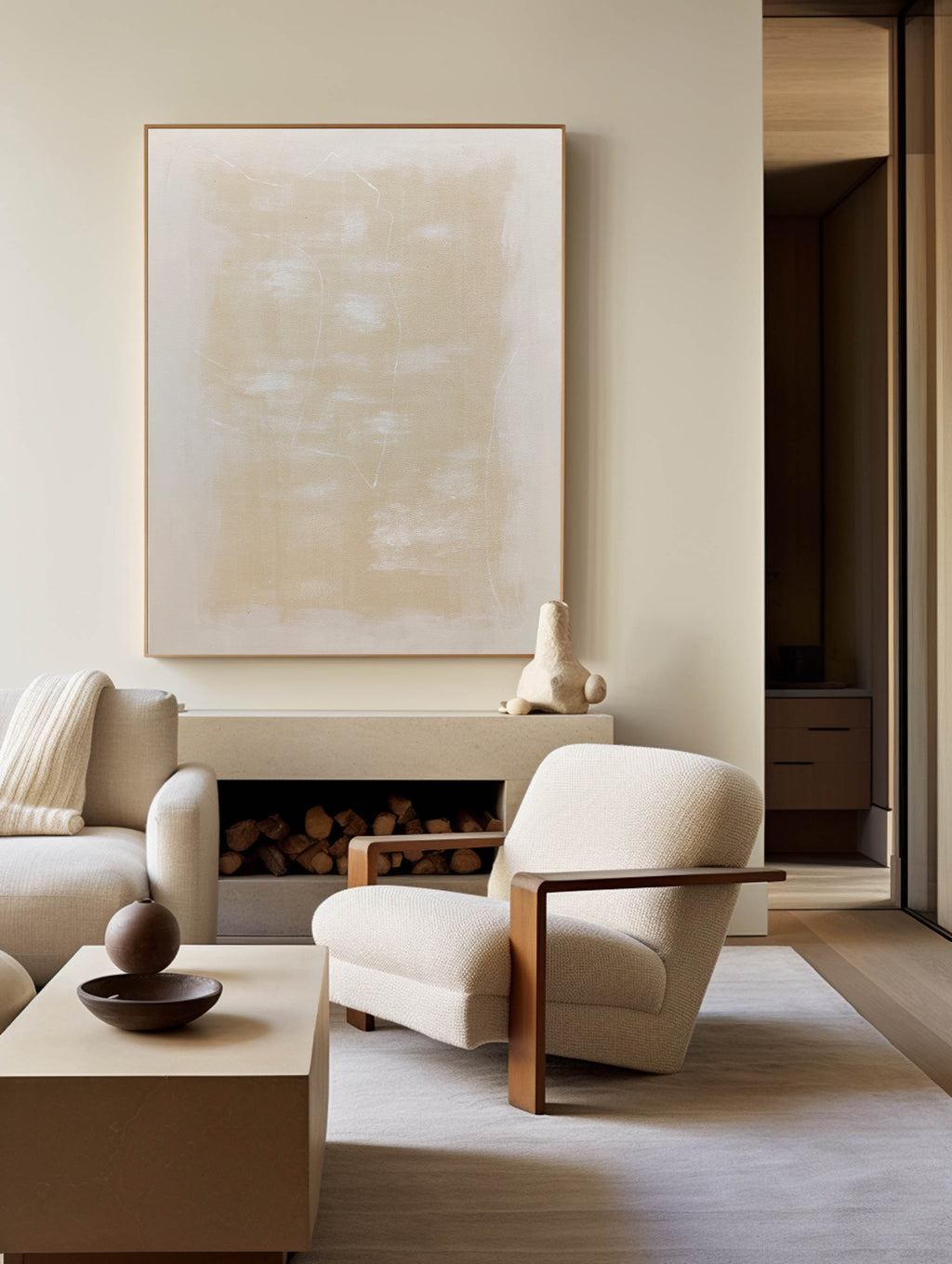 Large Beige Texture Modern Painting Abstract Painting Minimalist ...