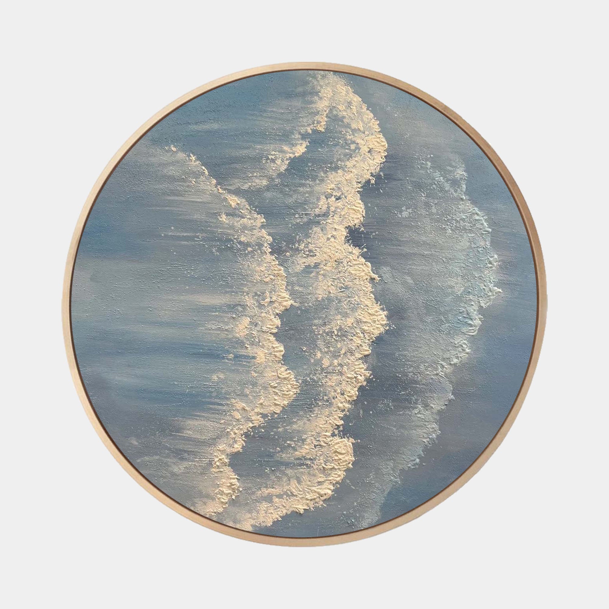 Circular Blue Wave And Ocean Painting Blue Wall Art Framed Painting ...