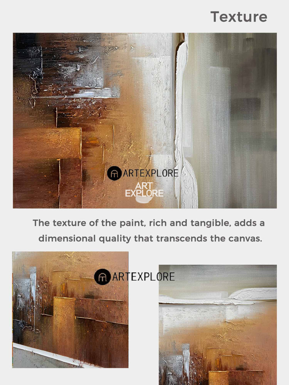 Large Brown Texture Acrylic Painting Brown Livingroom Canvas Wall Art ...