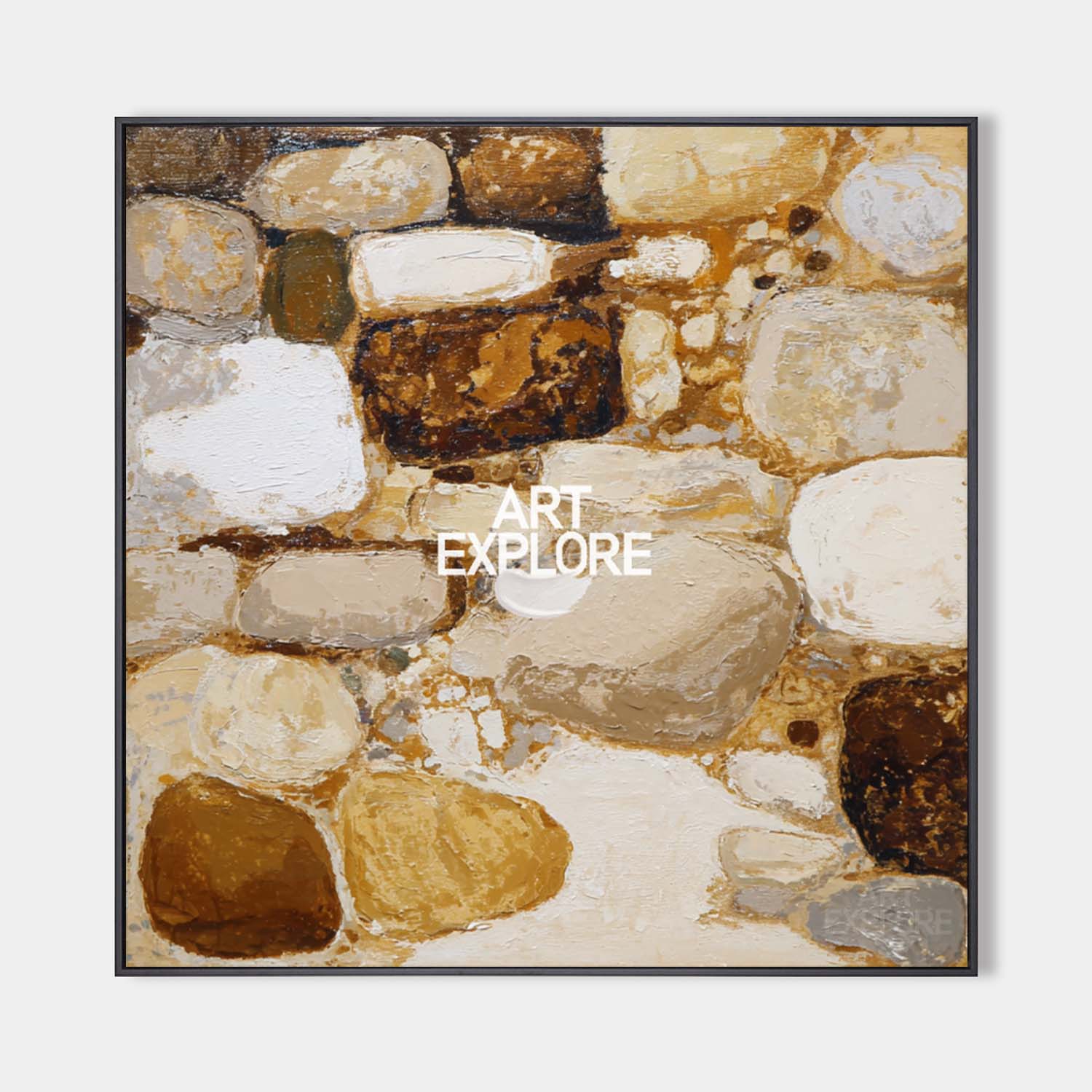 Modern Brown Rock Textured Painting | Large Handmade Square Canvas ...