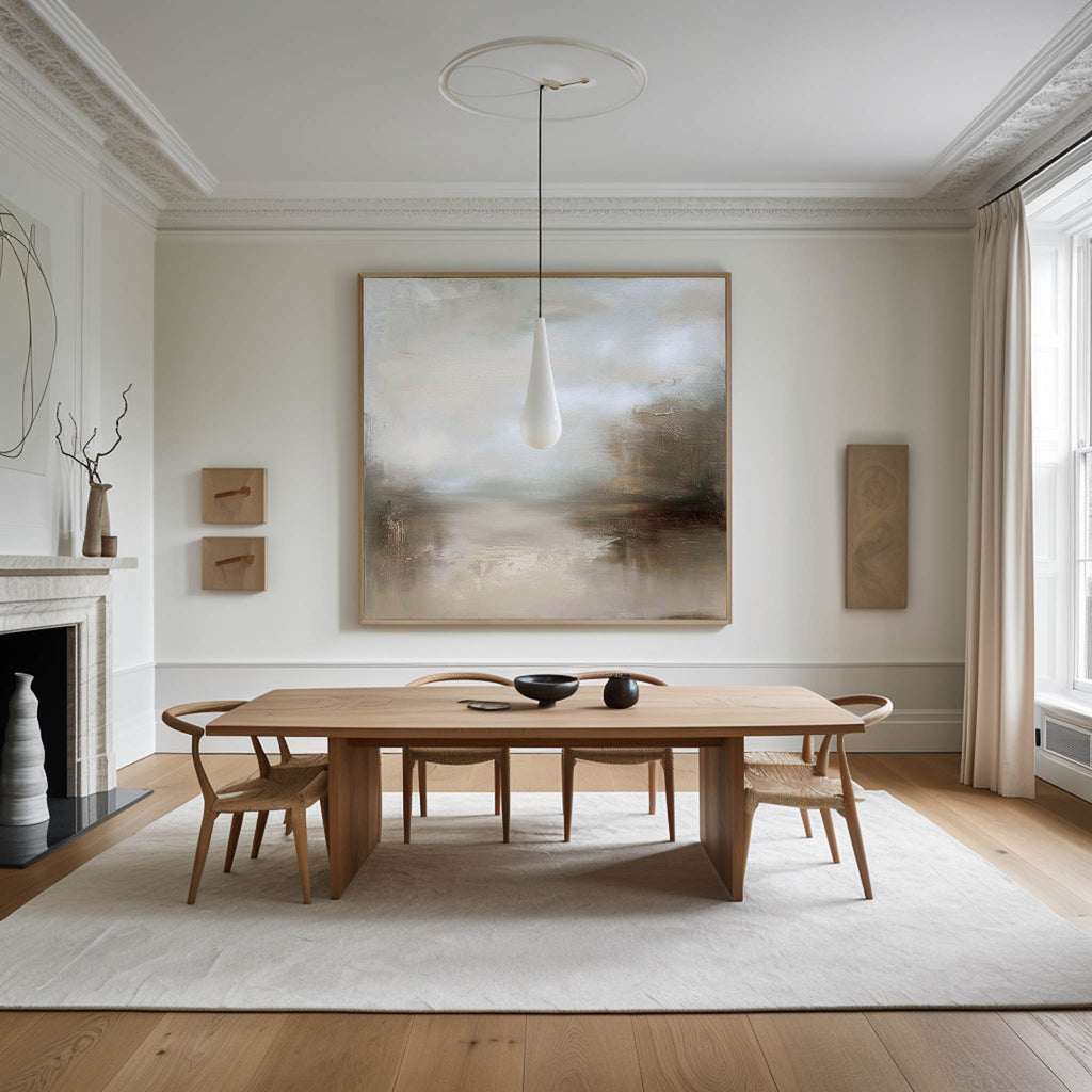 Modern Earth Tone Lake Painting Rich Textured Canvas Art Large Textured ...