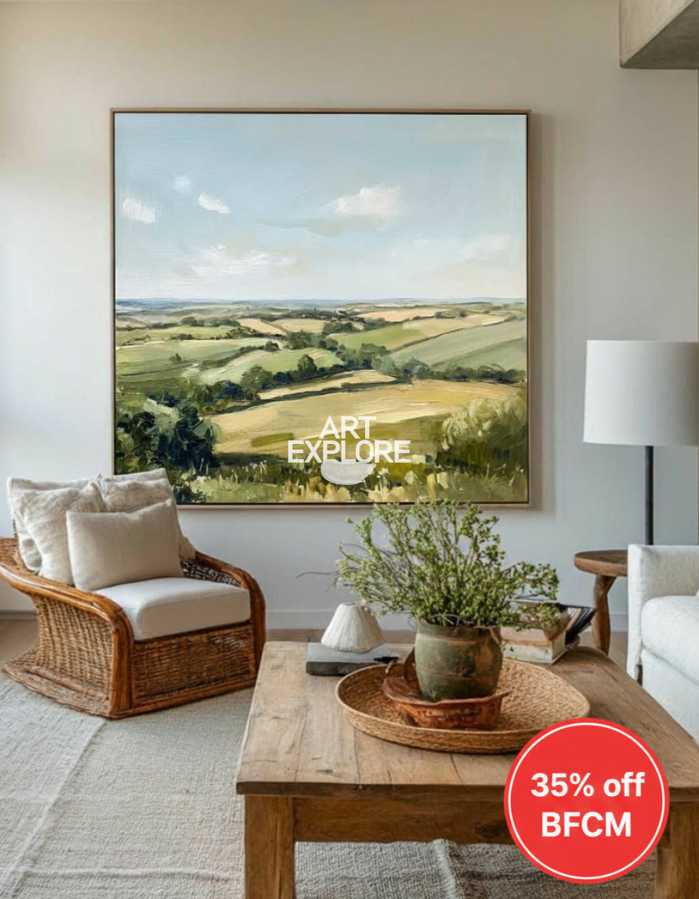 Modern Green Country Painting Field Landscape Texture Wall Painting ...