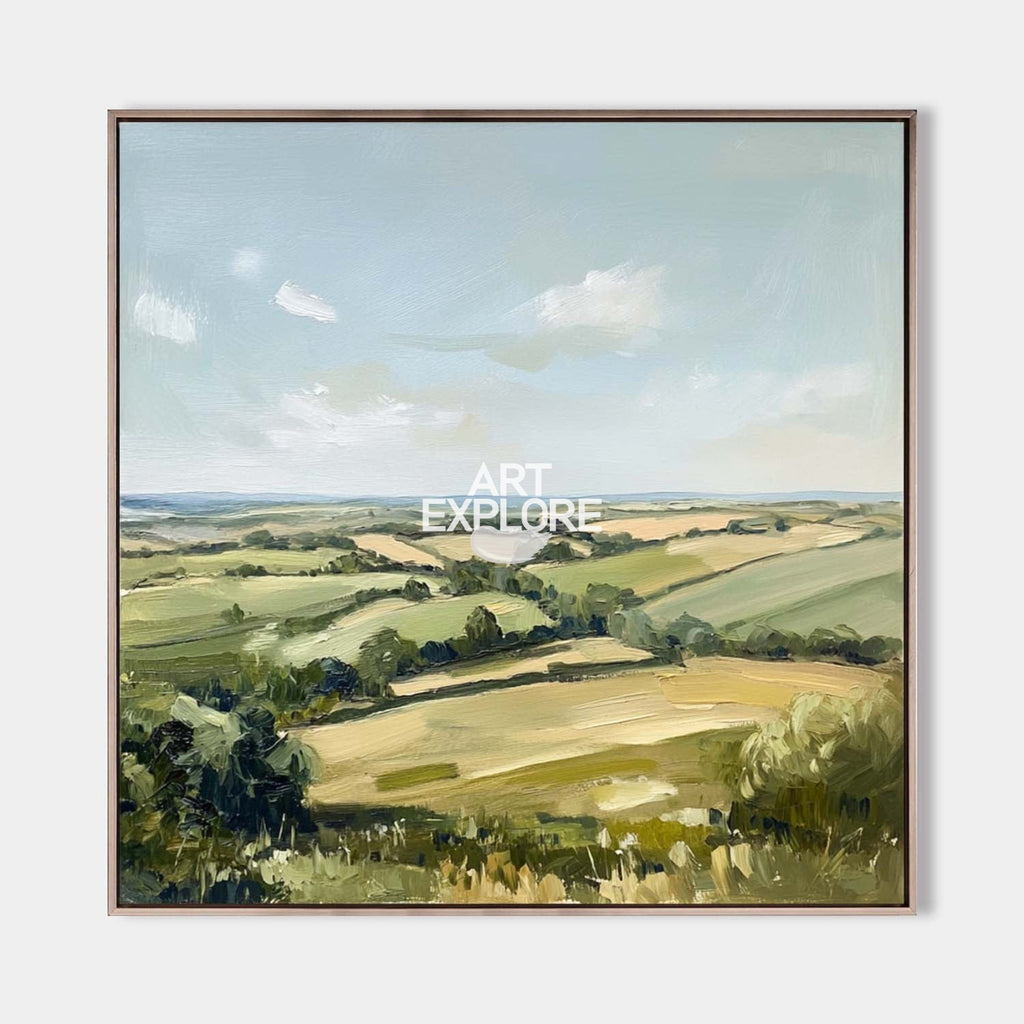 Modern Green Country Painting Field Landscape Texture Wall Painting ...