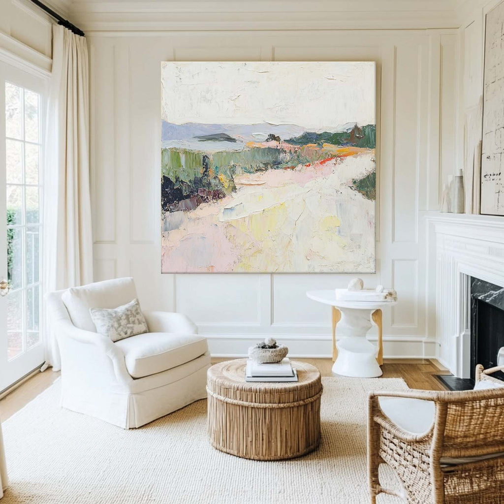 Natural Scenery Painting Beige Texture Landscape Livingroom Wall Art ...