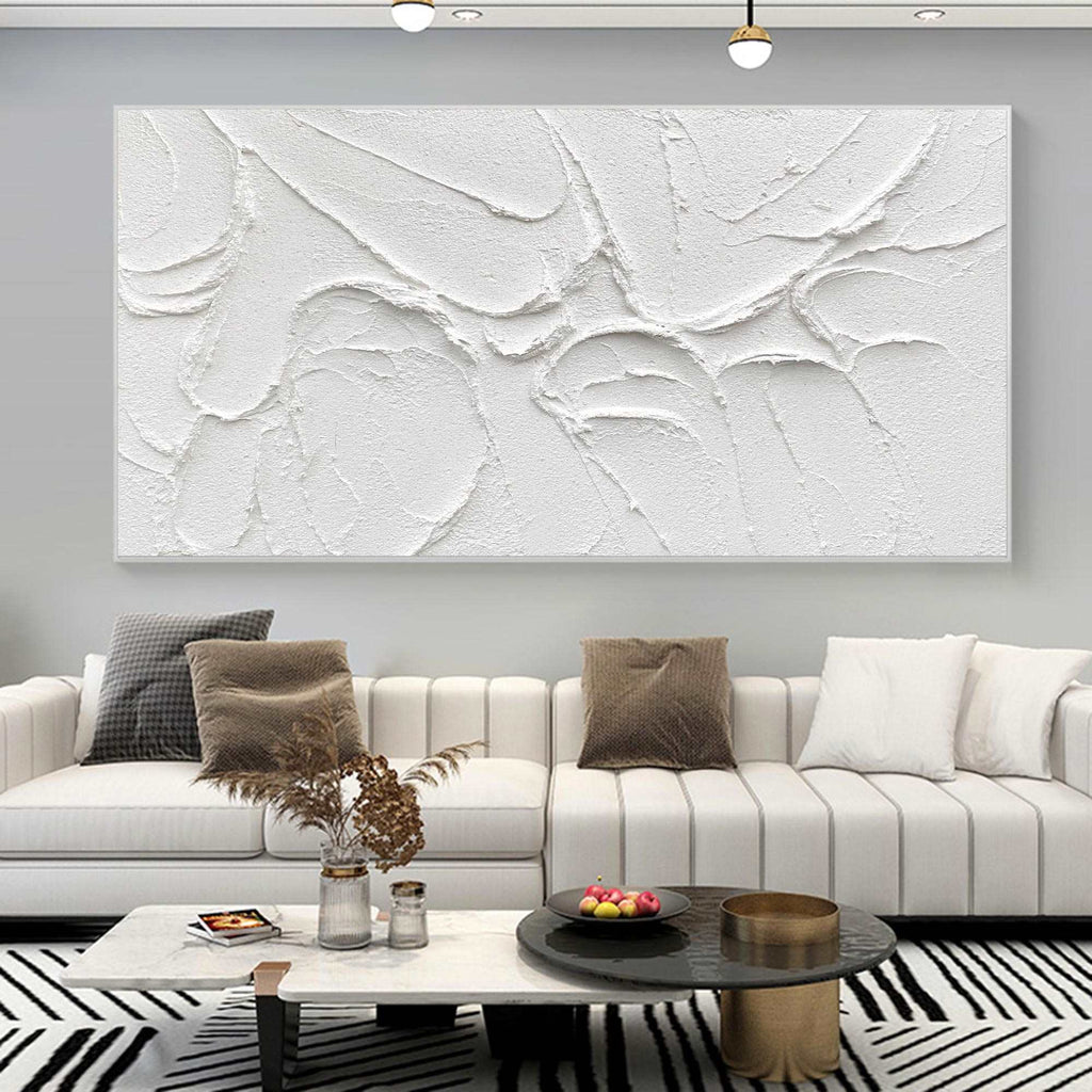 Modern White Textured Minimalist Canvas Art Minimalist Painting White ...
