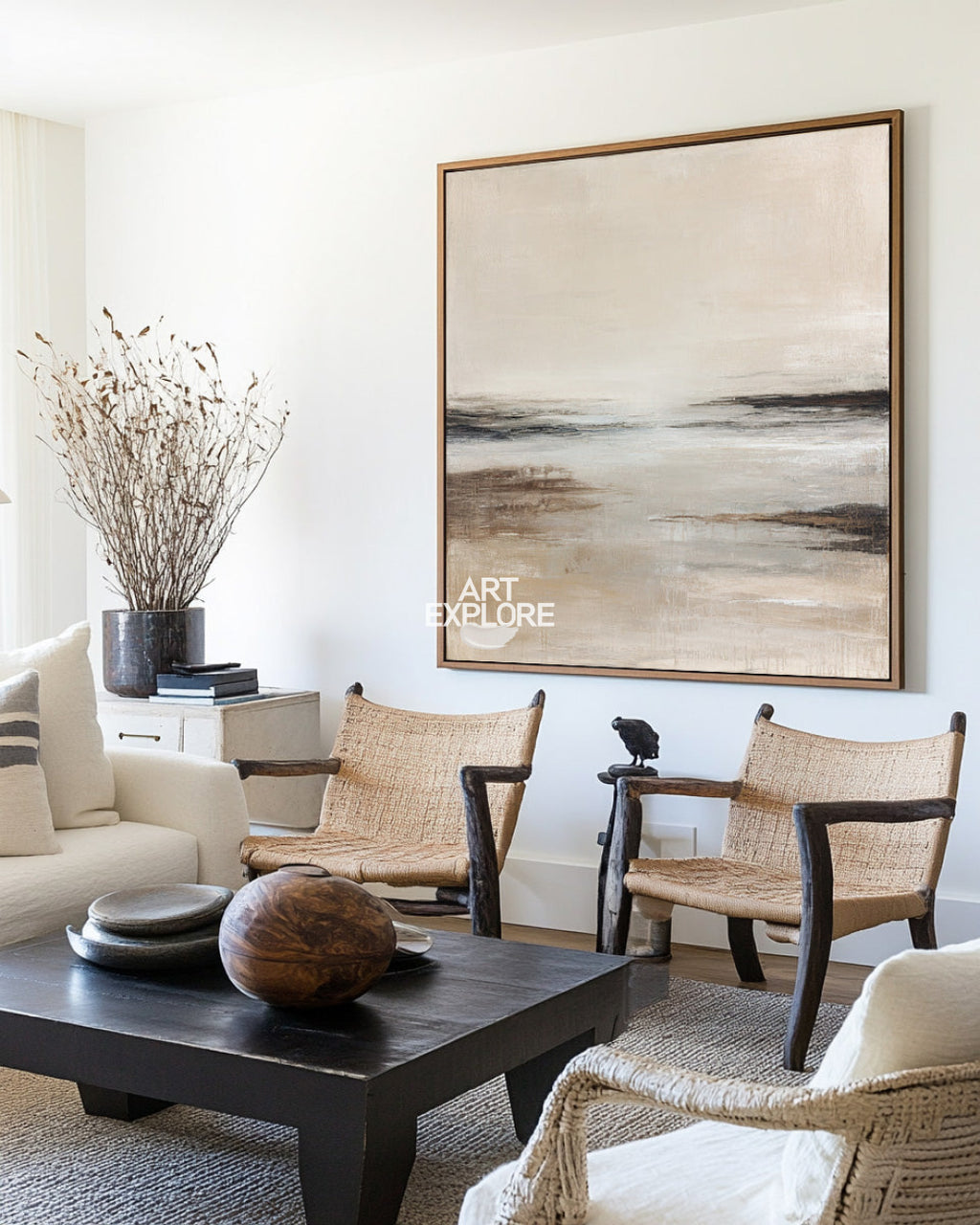 Soft Haze Scenery Painting | Large Handmade Textured Landscape Art ...
