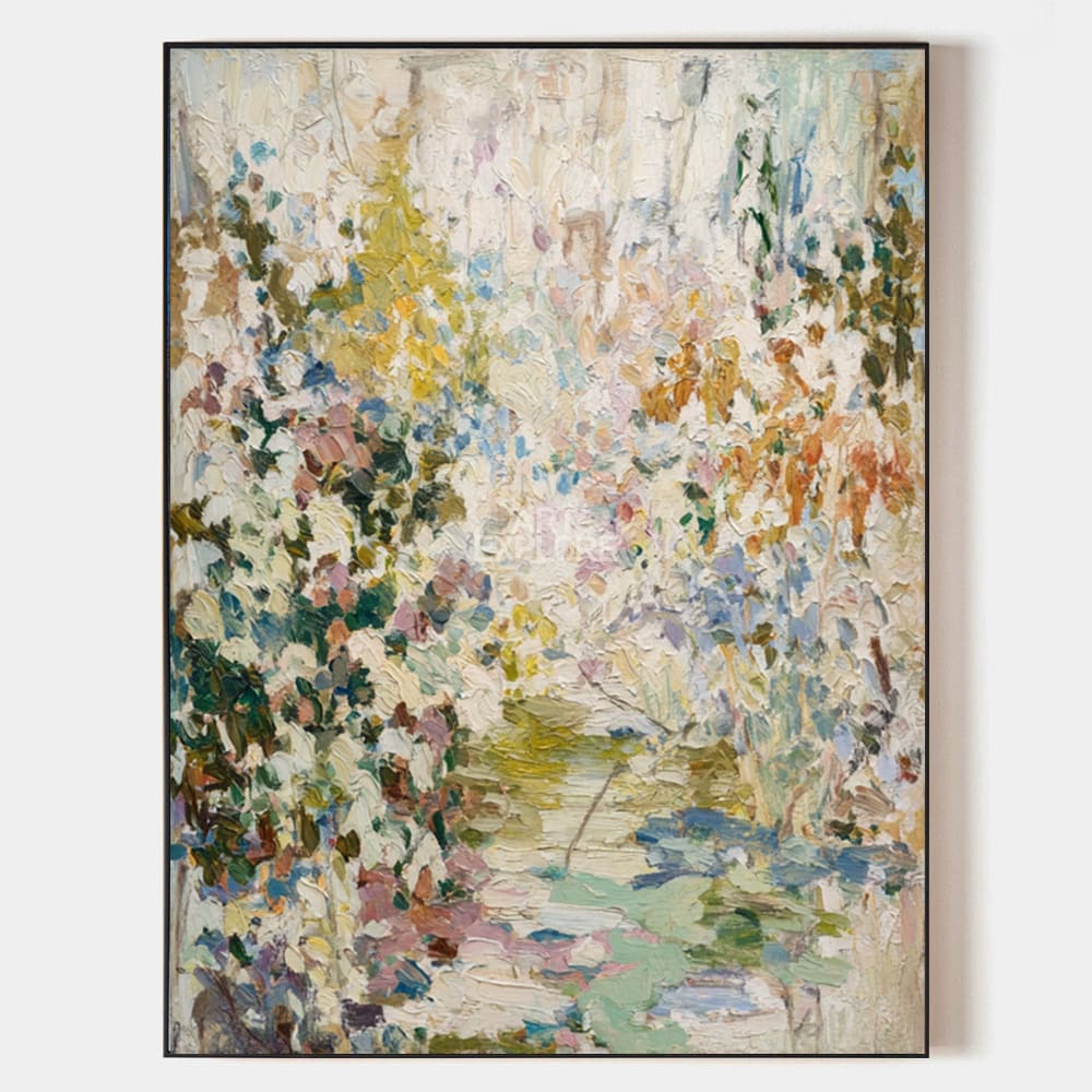 Spring Floral Landscape Oil Painting | Handmade Textured Wall Art ...