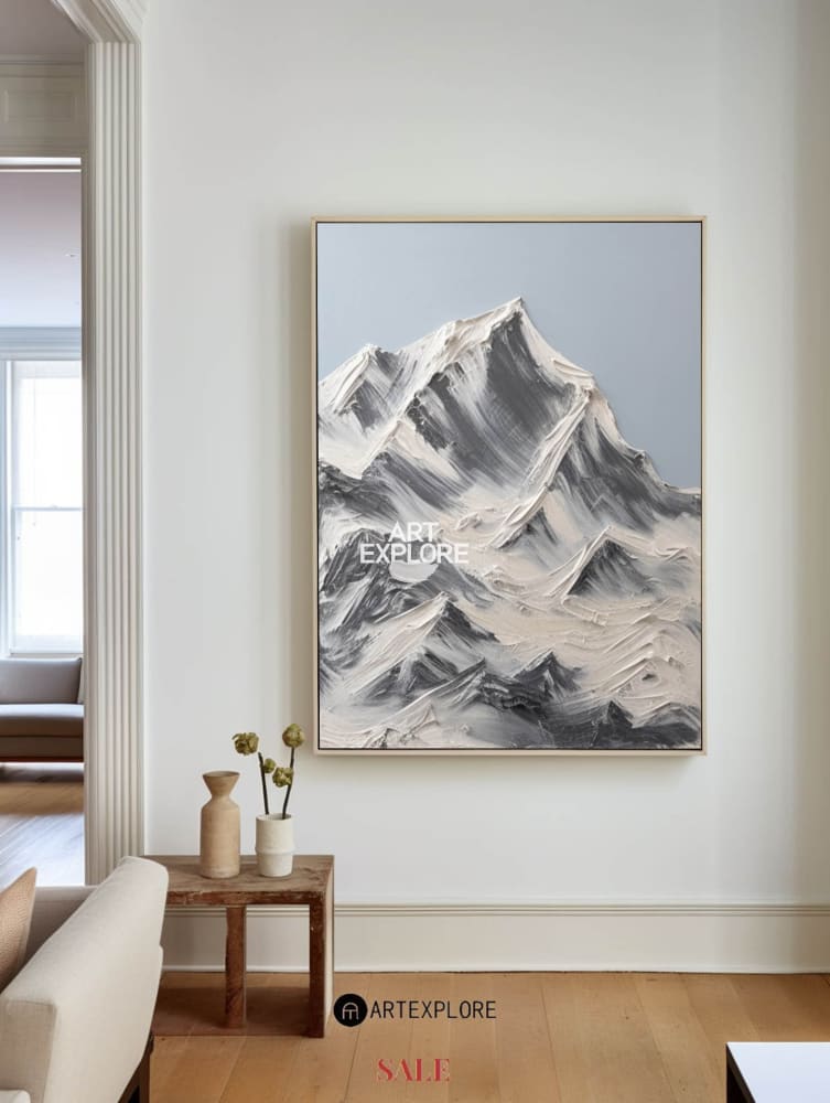 Snow Mountain Plaster Painting Mountain Art White Snow Mountain ...