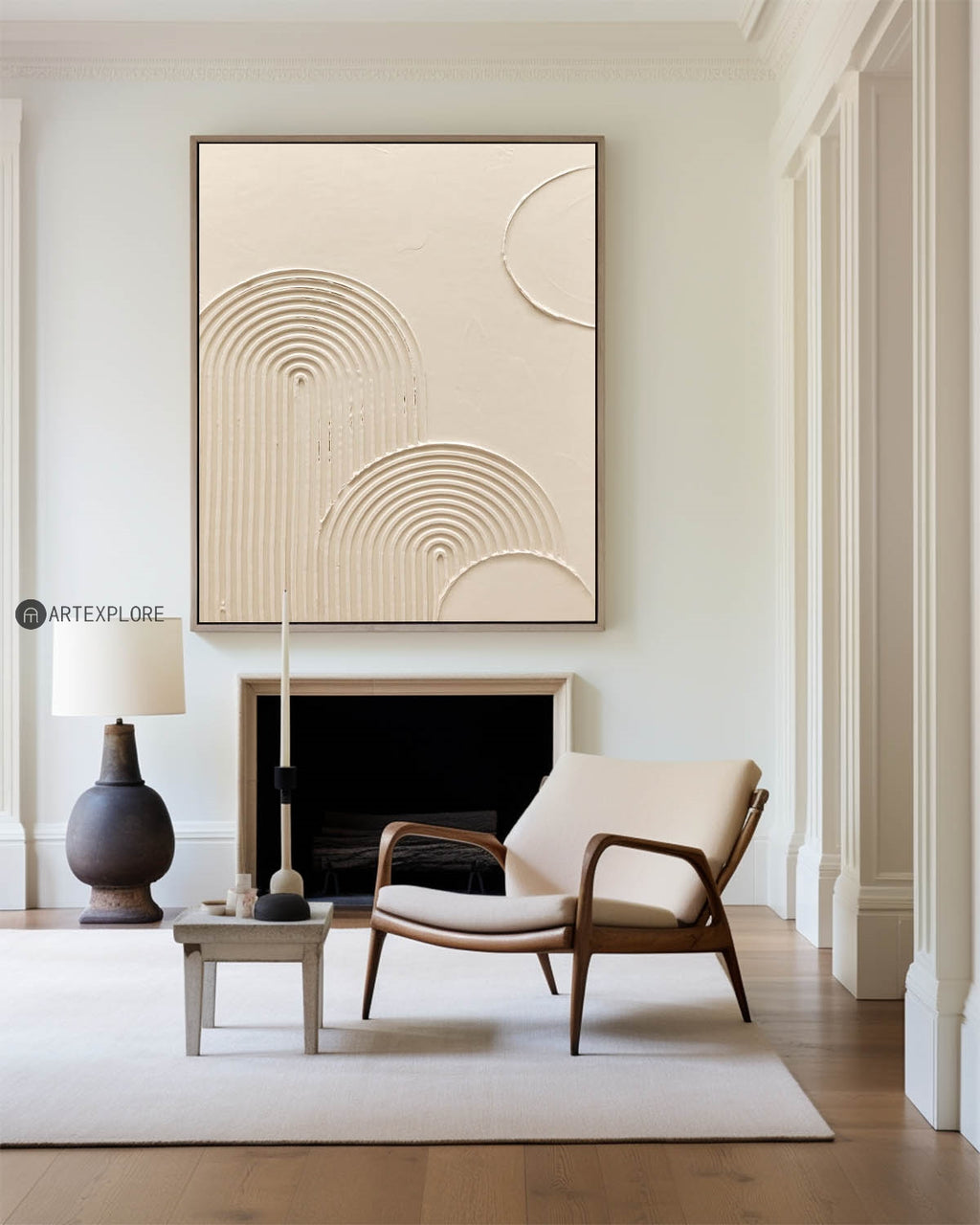 Large Beige Heavy Textured Framed Art, Original Minimalist Beige Art ...