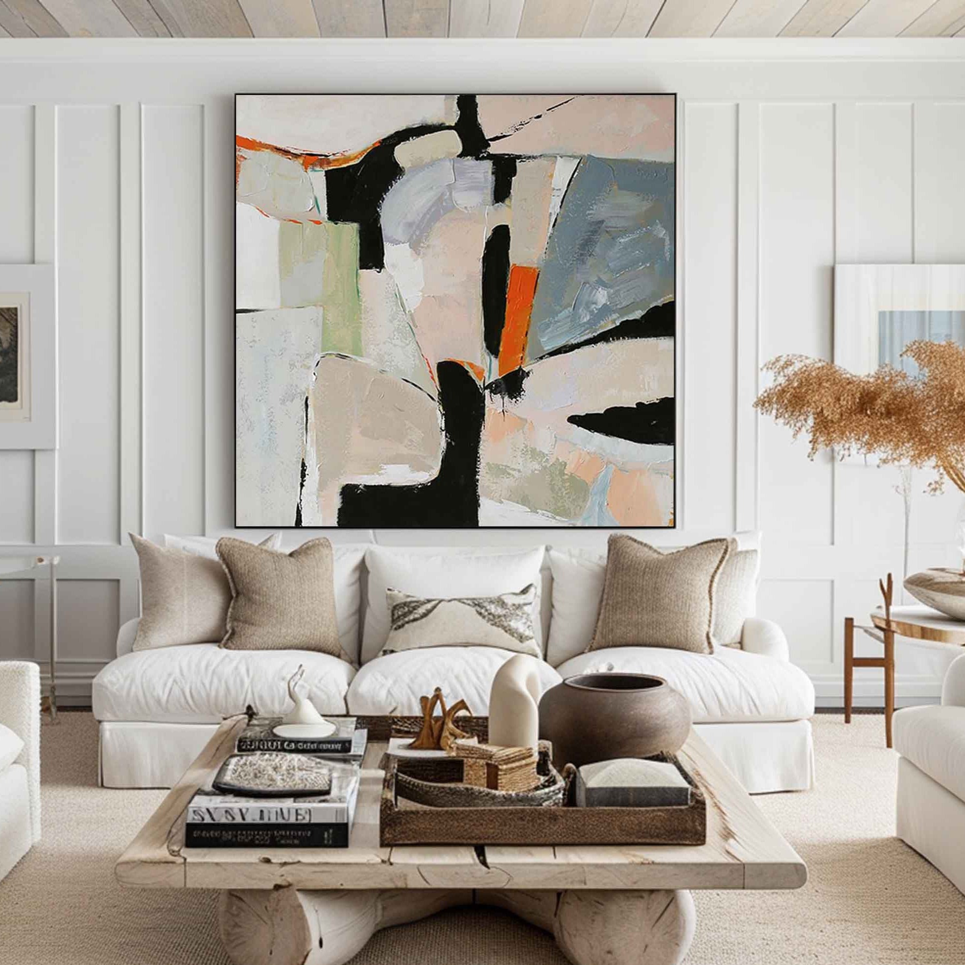 Geometry Abstract Art,Large Square Abstract Geometry Painting Large ...