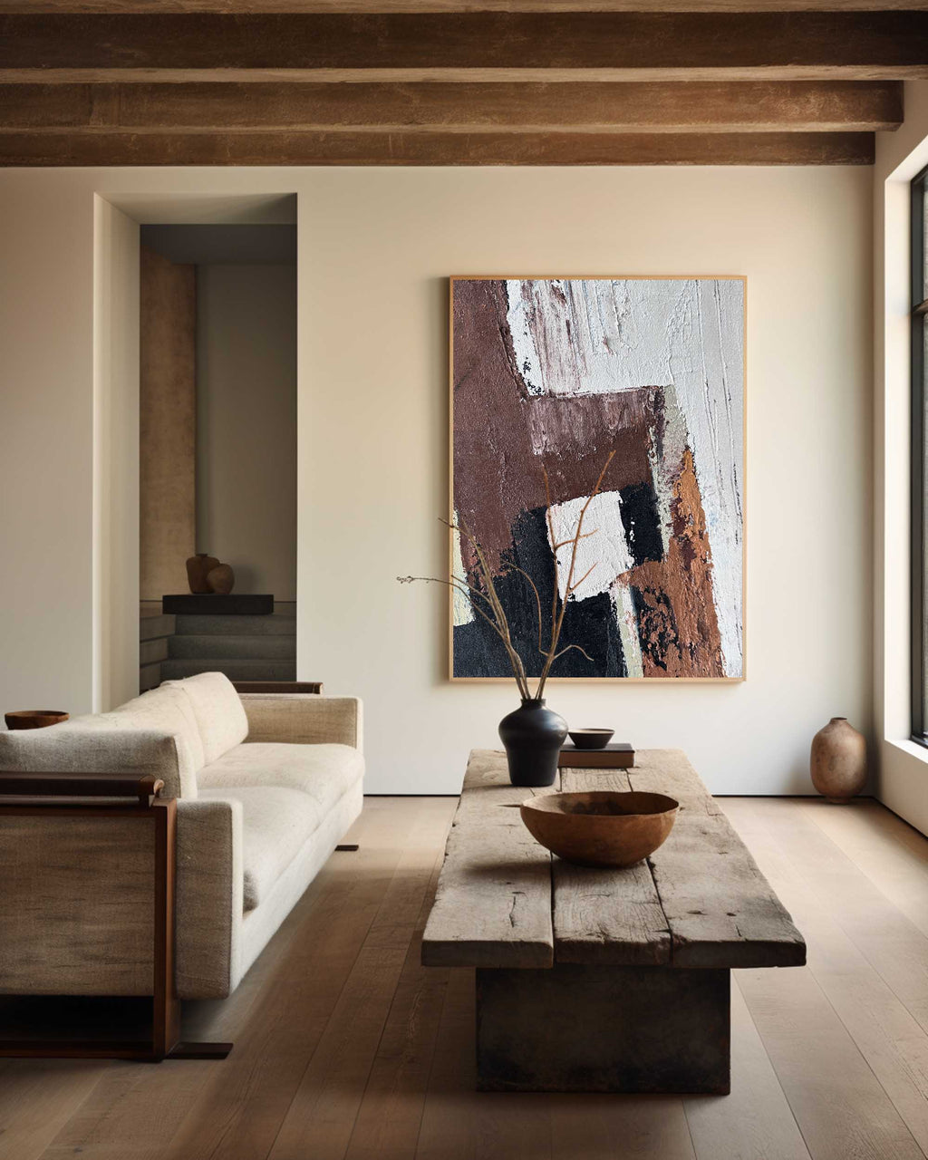 Modern Abstract Art Brown Abstract Canvas Wall Art, Large Abstract ...