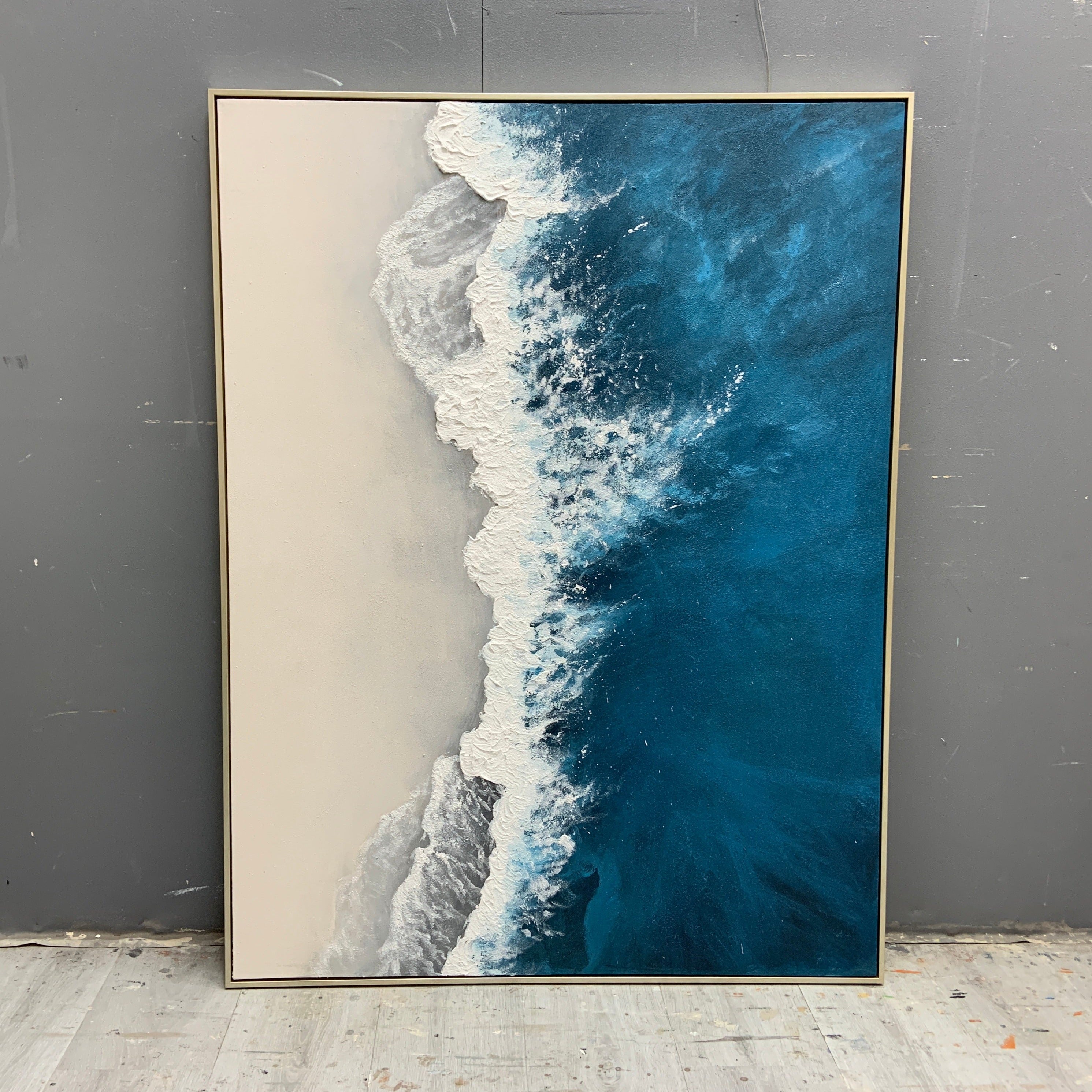 Blue Rich Textured Seascape Painting Large Abstract Wall Art Blue ...