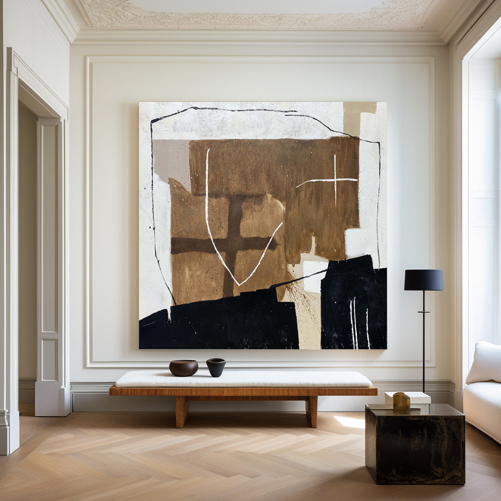 Brown Beige Abstract Minimal Art Painting Brown painting Modern ...