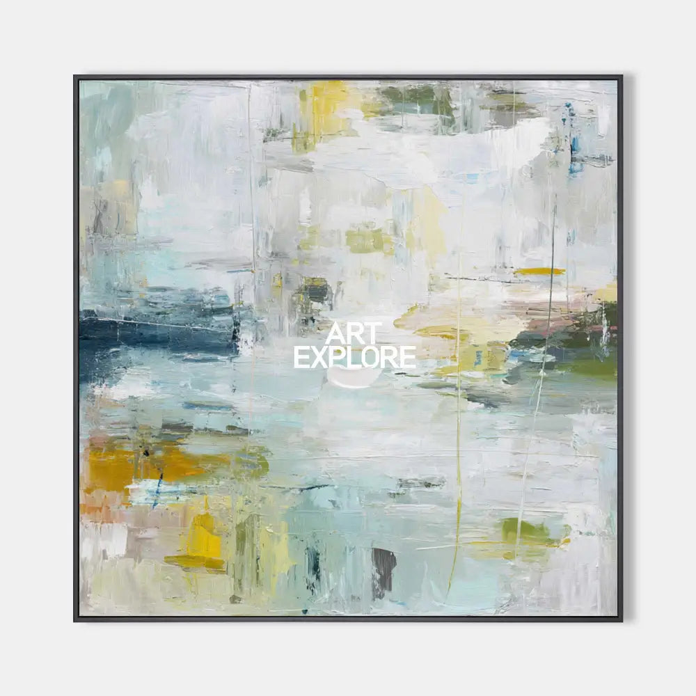 Large Square Sky & Sea Abstract Oil Painting – Coastal Modern Art Piece ...