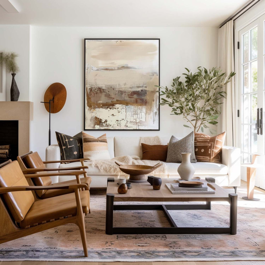 Wabi-sabi Beige Abstract Painting on Canvas Large Biege Wall Art Modern ...