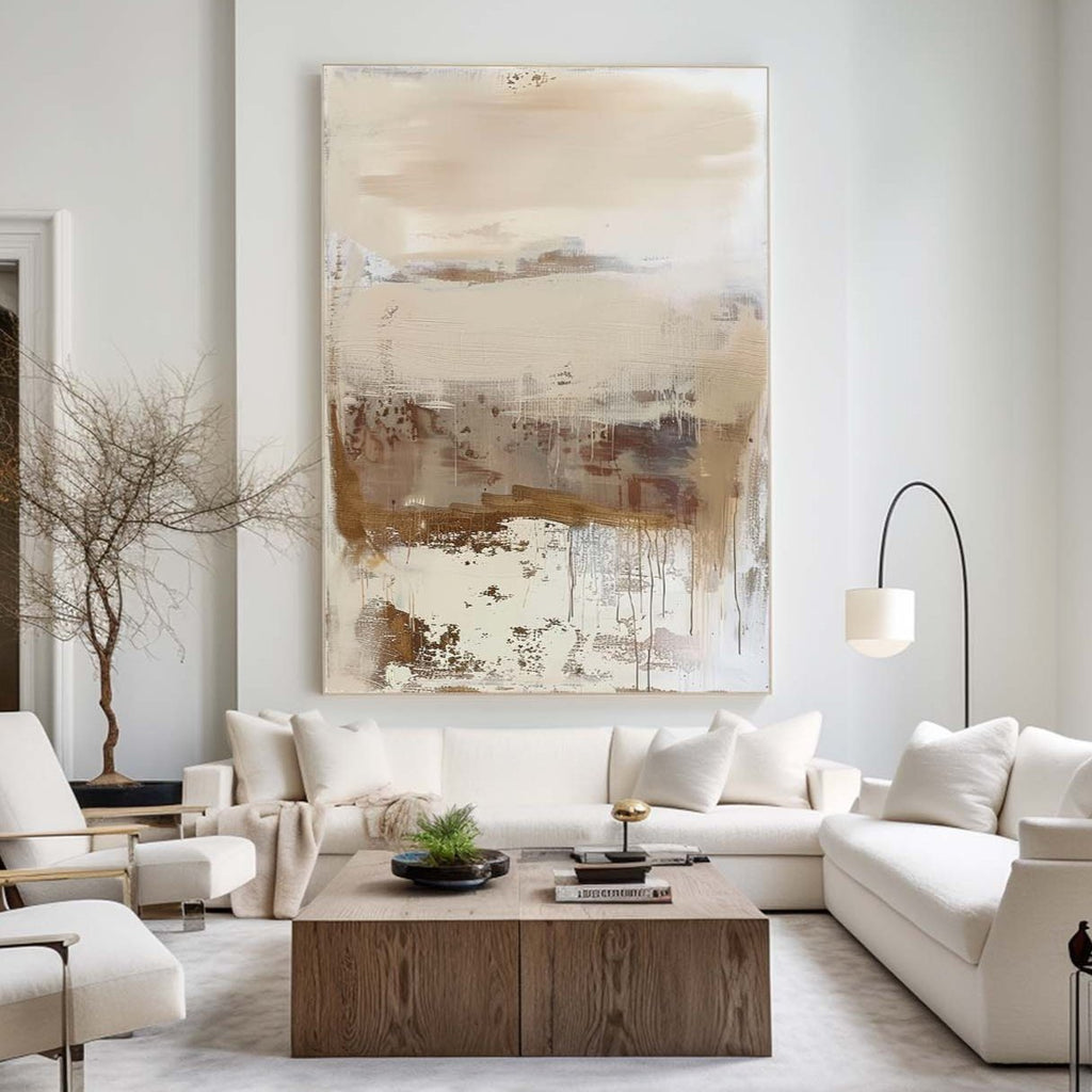 Wabi-sabi Beige Abstract Painting on Canvas Large Biege Wall Art Modern ...