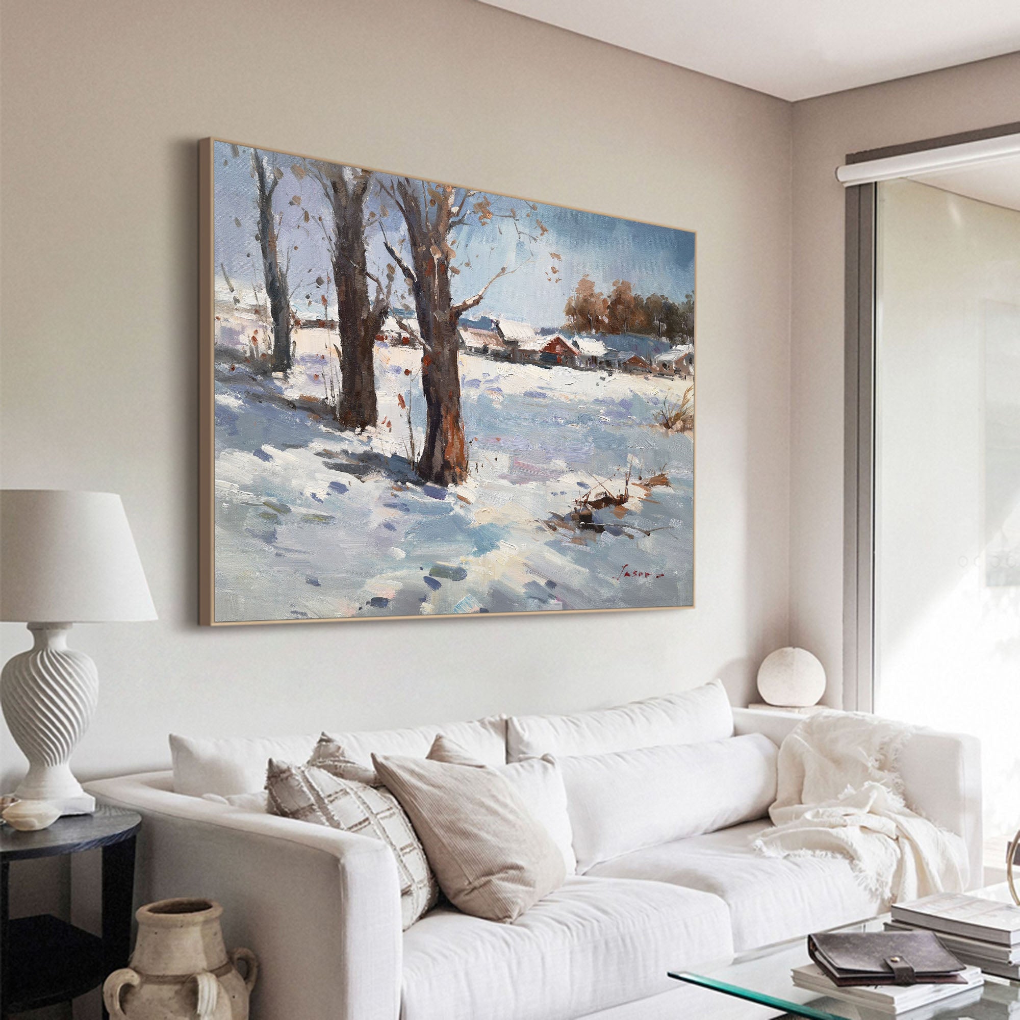 Winter Canvas Wall Art Snowscape Paintings, Snow covered pine trees ...