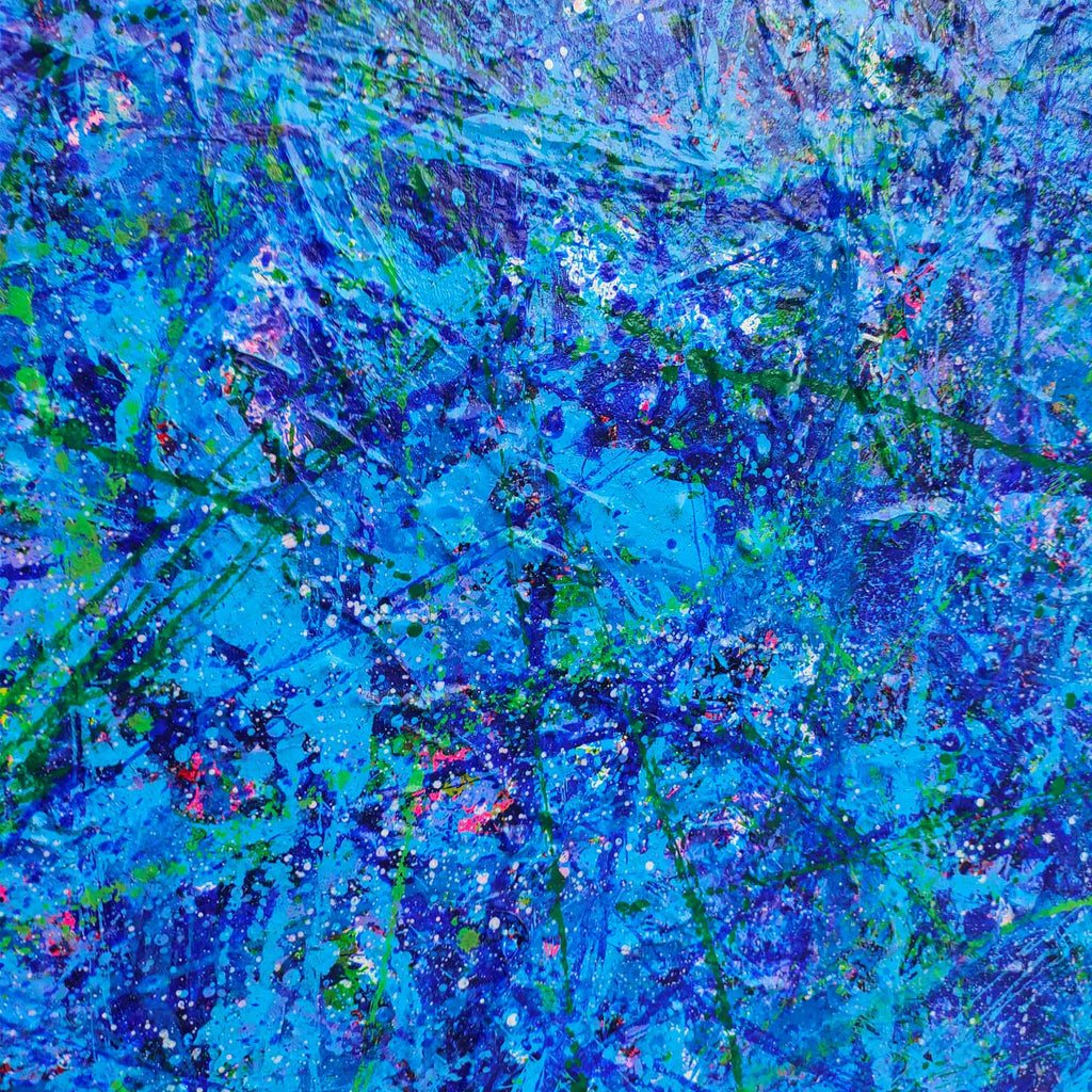 47'' X 47'' Modern Blue Large Wall Art Abstract Square Paintings ...