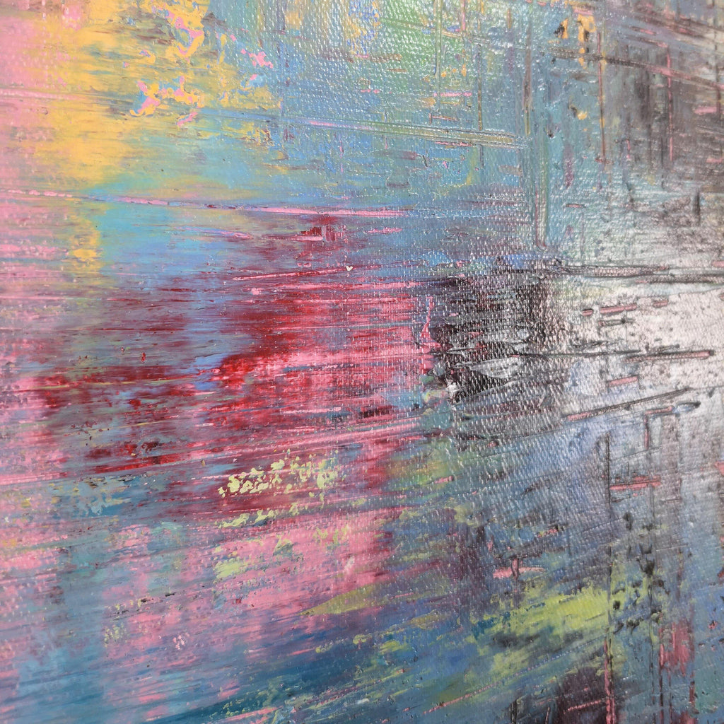Bright Colourful Paintings Art Large Wall Canvas Pink And Blue Abstract ...