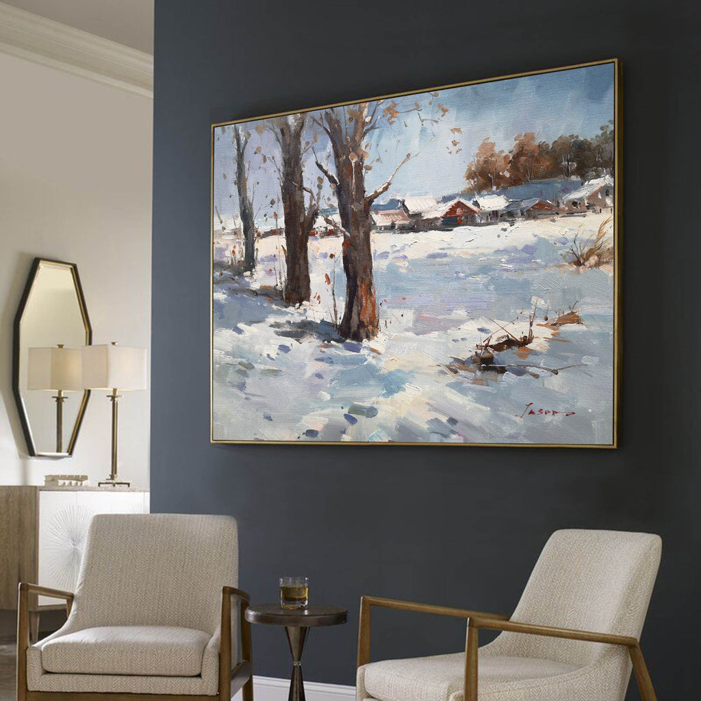 Winter Canvas Wall Art Snowscape Paintings, Snow covered pine trees ...