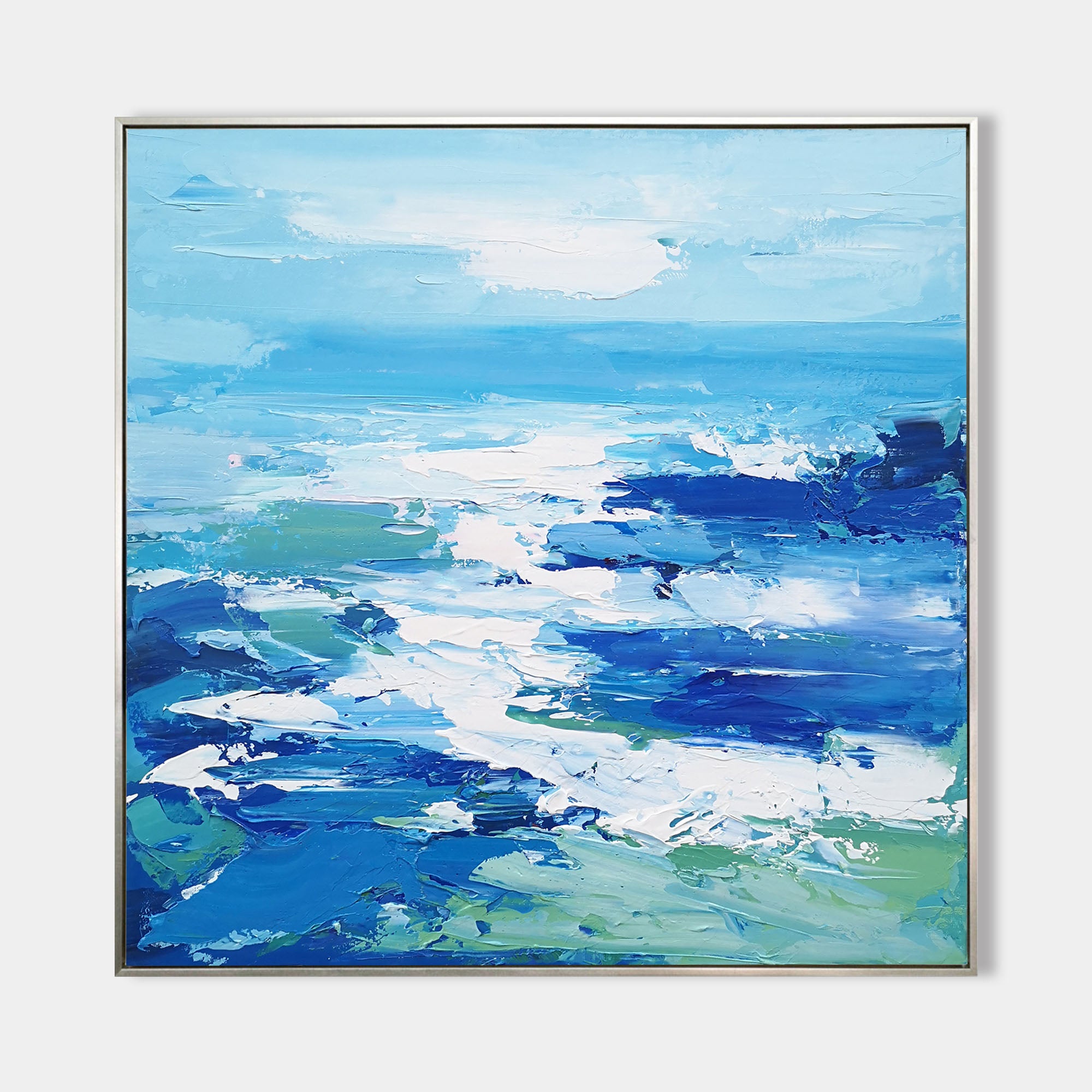 Original Blue Abstract Art Extra Large Abstract Painting Squares Canvas ...