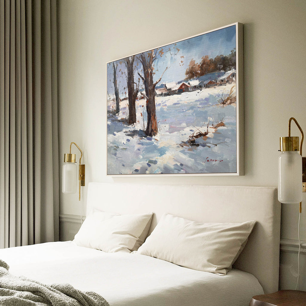 Winter Canvas Wall Art Snowscape Paintings, Snow covered pine trees ...