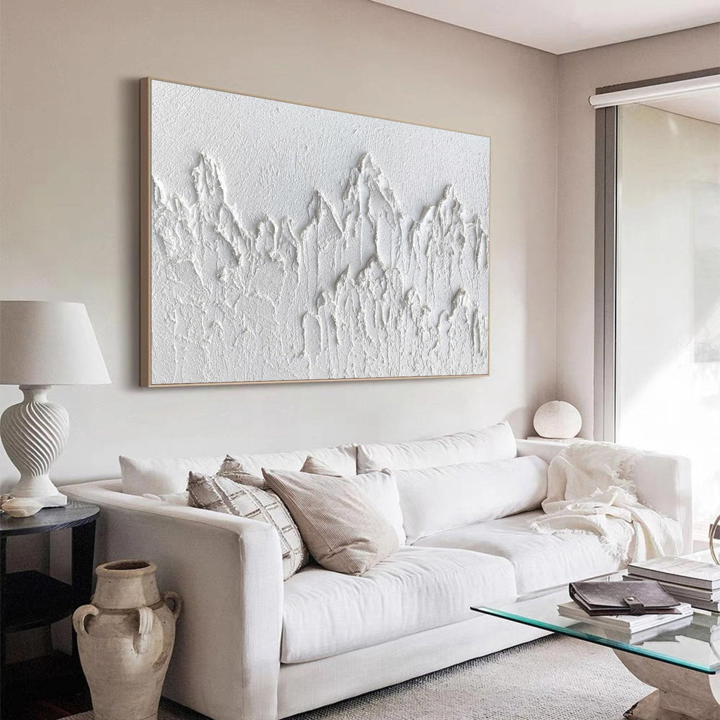 Luxury White Abstract Painting White 3D Textured Painting White 3D ...