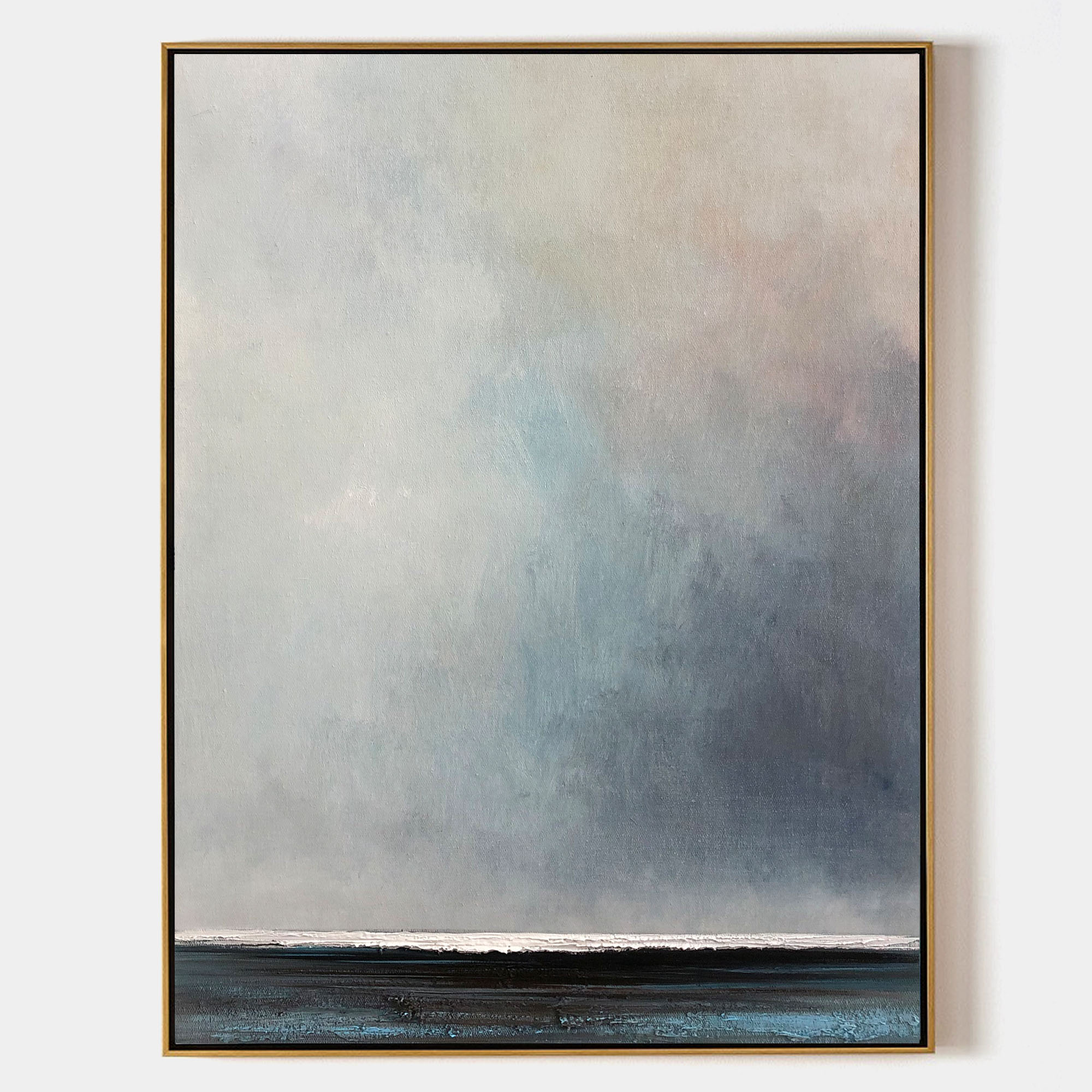 Modern Blue Abstract Wall Art Large Acrylic Painting Livingroom Canvas ...