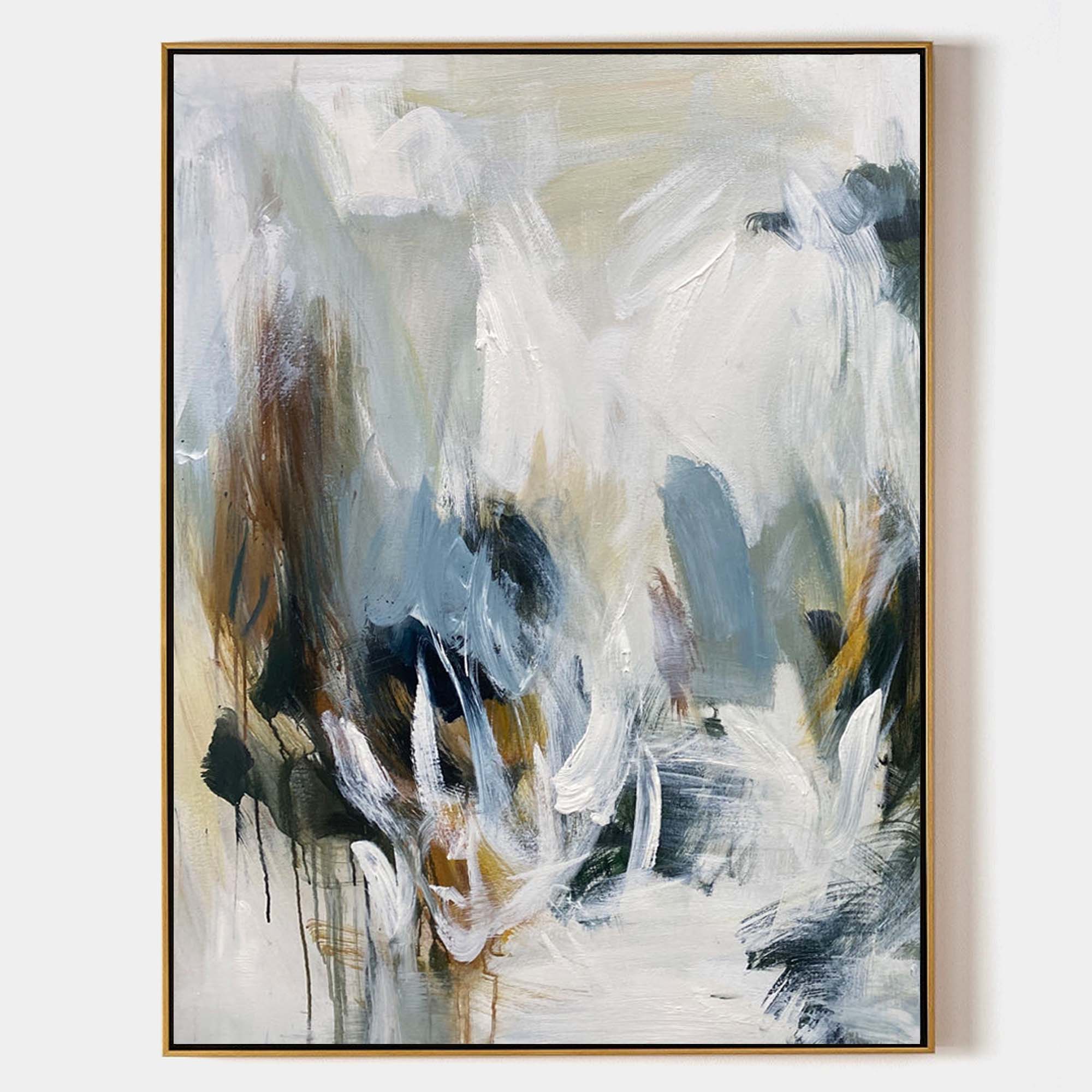 Grey Blue Abstract Original Painting Contemporary Art Living Room Wall ...