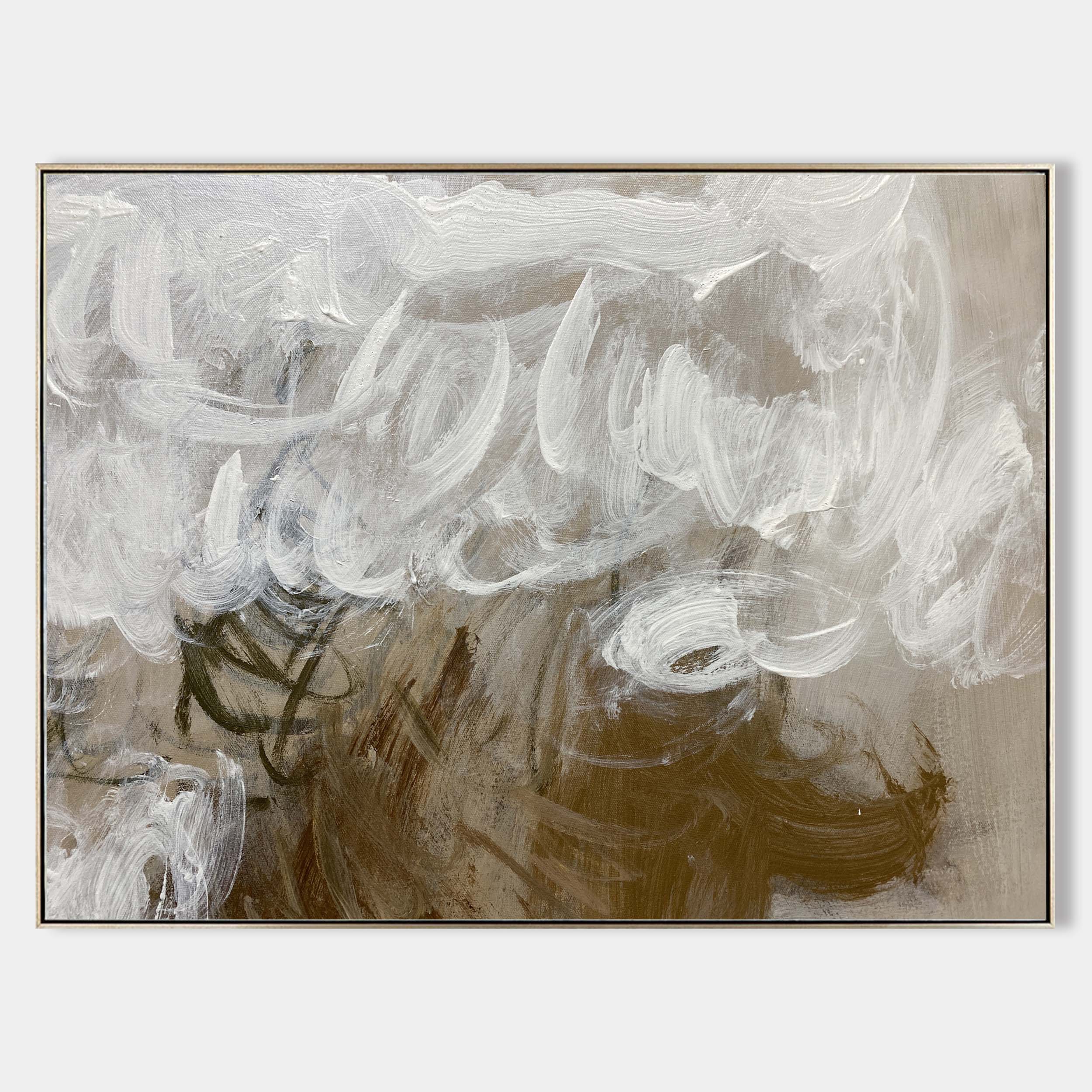 Modern Beige Abstract Wall Art Large Canvas Wall Art Abstract Acrylic ...