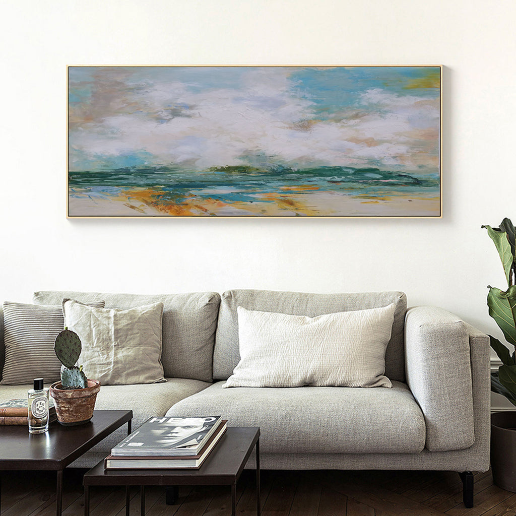 Large Impressionist Seascapes Beach Scene Painting On Canvas Panoramic ...