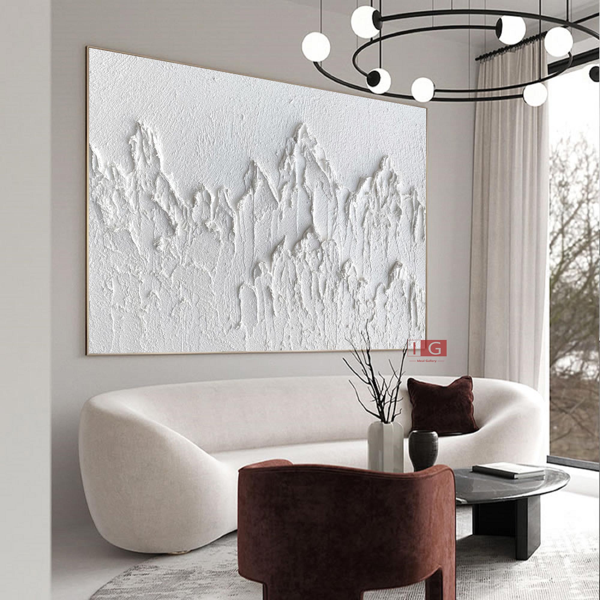 Luxury White Abstract Painting White 3D Textured Painting White 3D ...