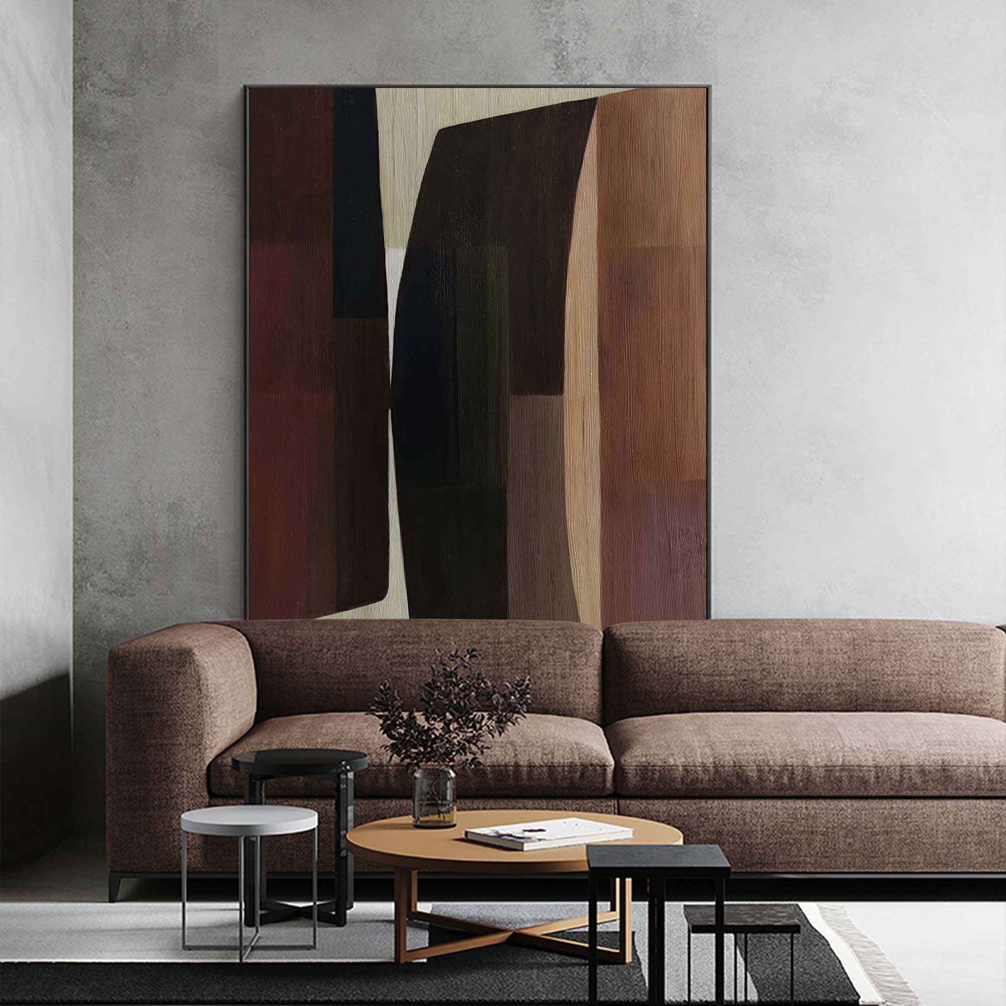 Abstract Minimalist Painting Brown Minimalist Art Reddish Brown Canvas ...