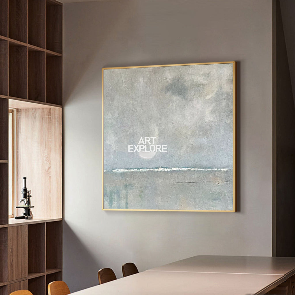 Modern Green Thick Texture Art Painting Netural Abstract Wall Art Light Green Canvas Wall Art