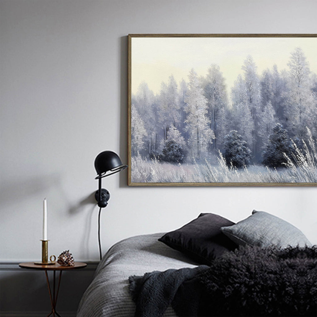 Snow Covered Pine Trees Canvas Wall Art Winter White Snowscape Canvas ...