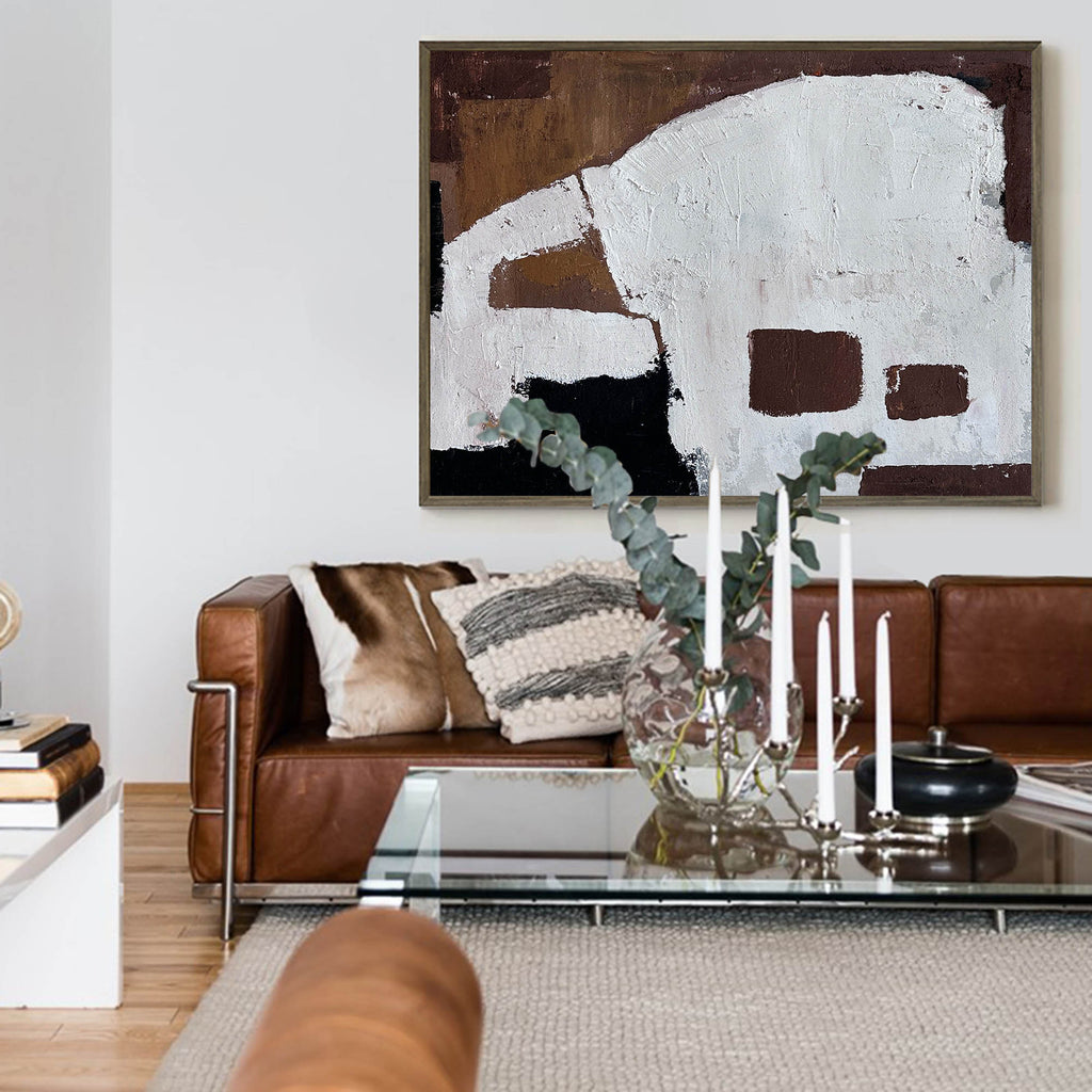 Modern Brown Abstract Wall Art, Large Brown Abstract Art Acrylic ...