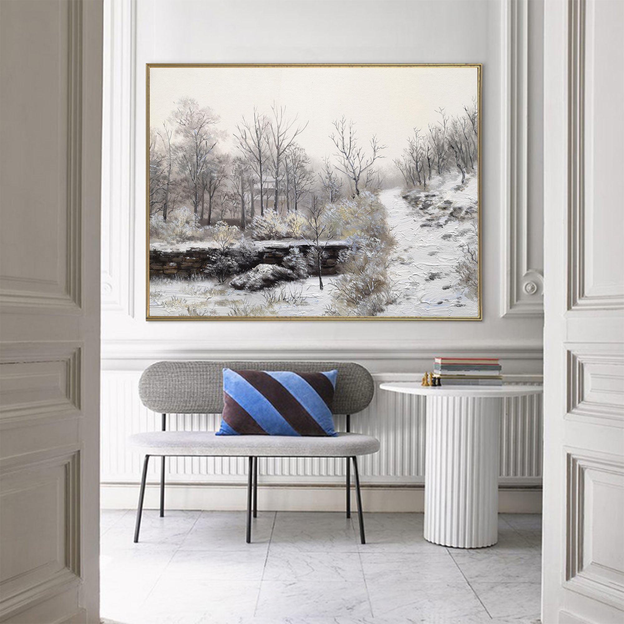 Winter Art White Snowscape Canvas Art White Snow Covered Pine Trees ...