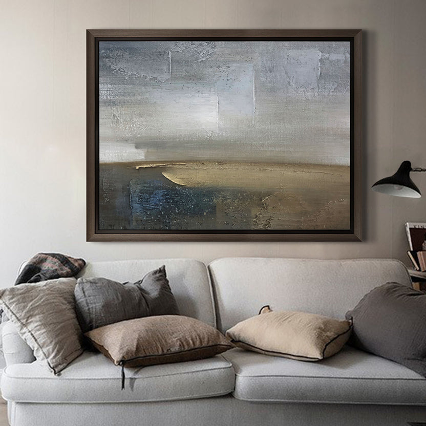 Dark Grey Textured Landscape Wall Art Modern Acrylic Paintings Canvas ...