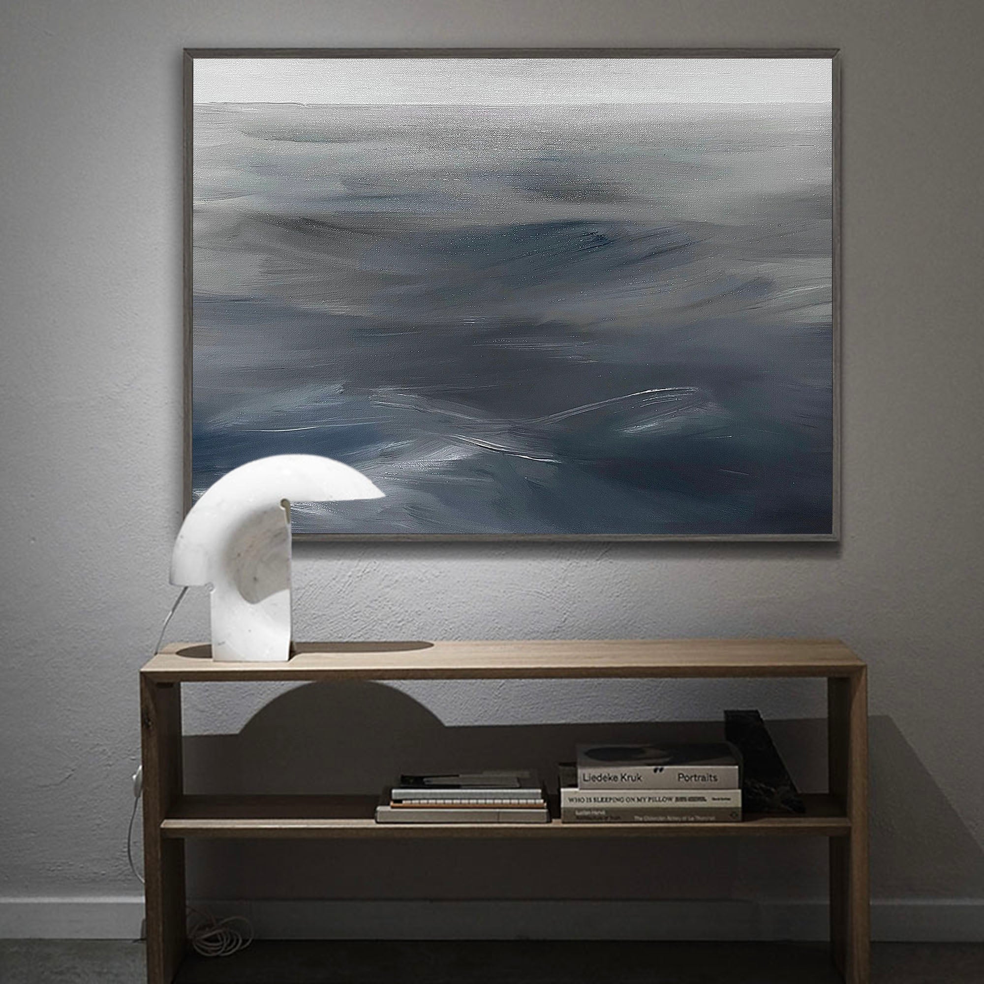 Modern Blue Grey Abstract Wall Art Livingroom Canvas Wall Art Large ...