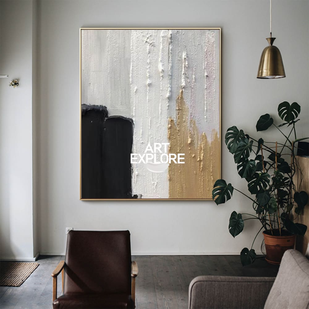 Black And White Abstract Art Textured Painting, Large Abstract Painting ...